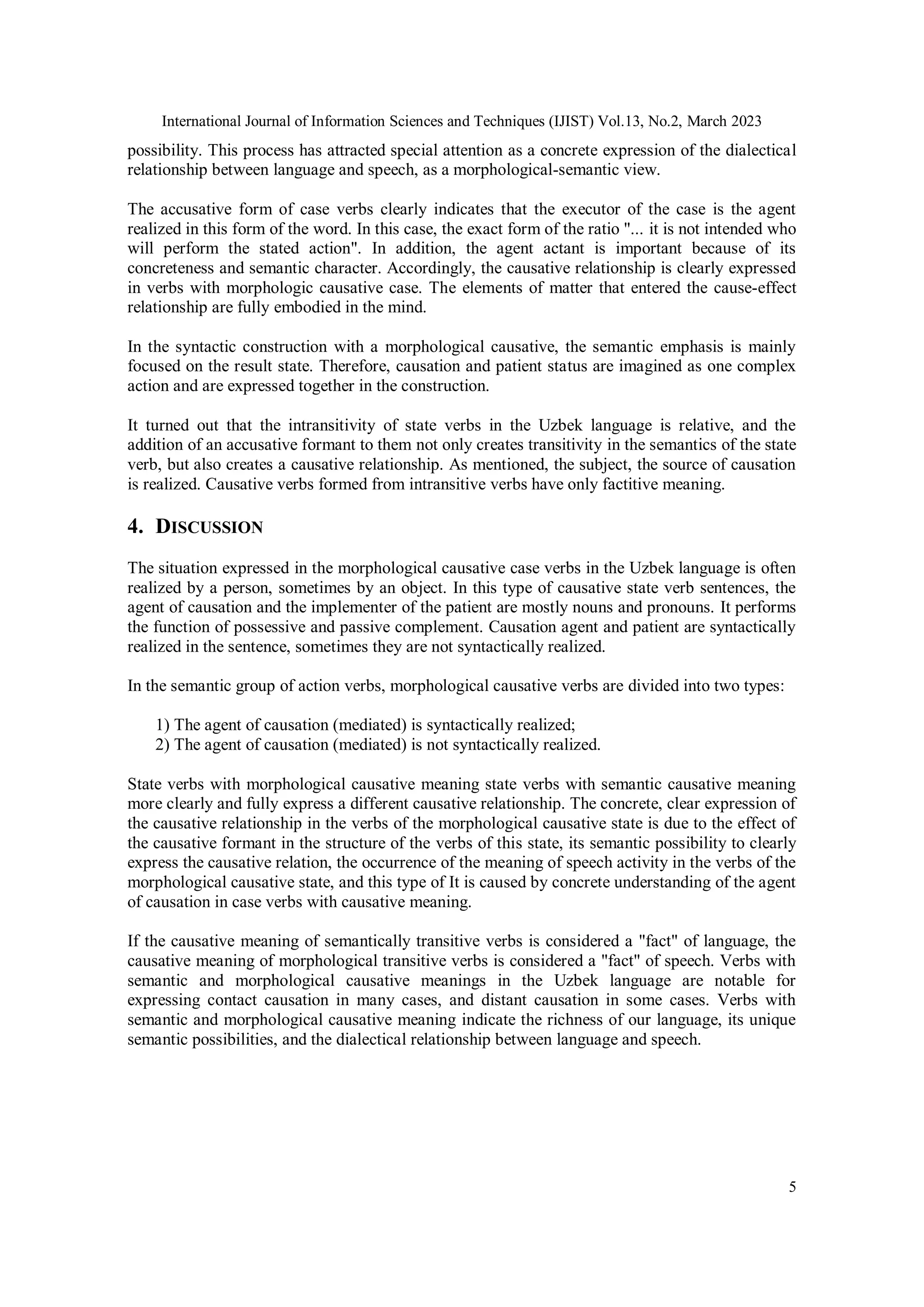 LEXICAL-SEMANTIC MEANINGS AND STYLISTIC FEATURES OF CAUSATIVE VERBS IN UZBEK LANGUAGE | PDF