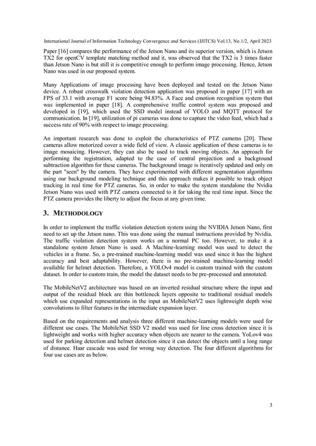 APPLICATION OF VARIOUS DEEP LEARNING MODELS FOR AUTOMATIC TRAFFIC VIOLATION DETECTION USING EDGE ...