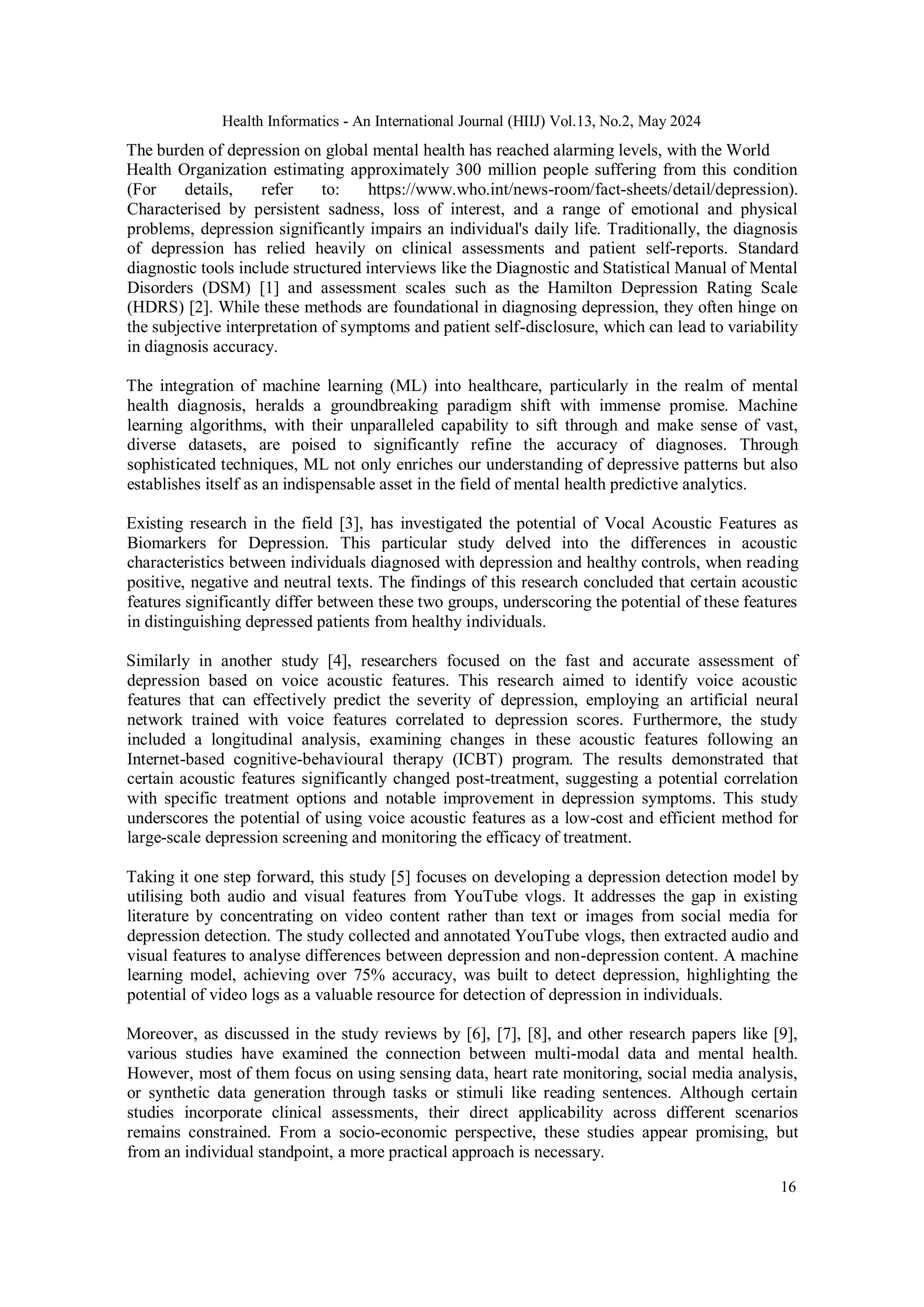 A PRACTICAL APPROACH TO PREDICTING DEPRESSION: VERBAL AND NON-VERBAL ...