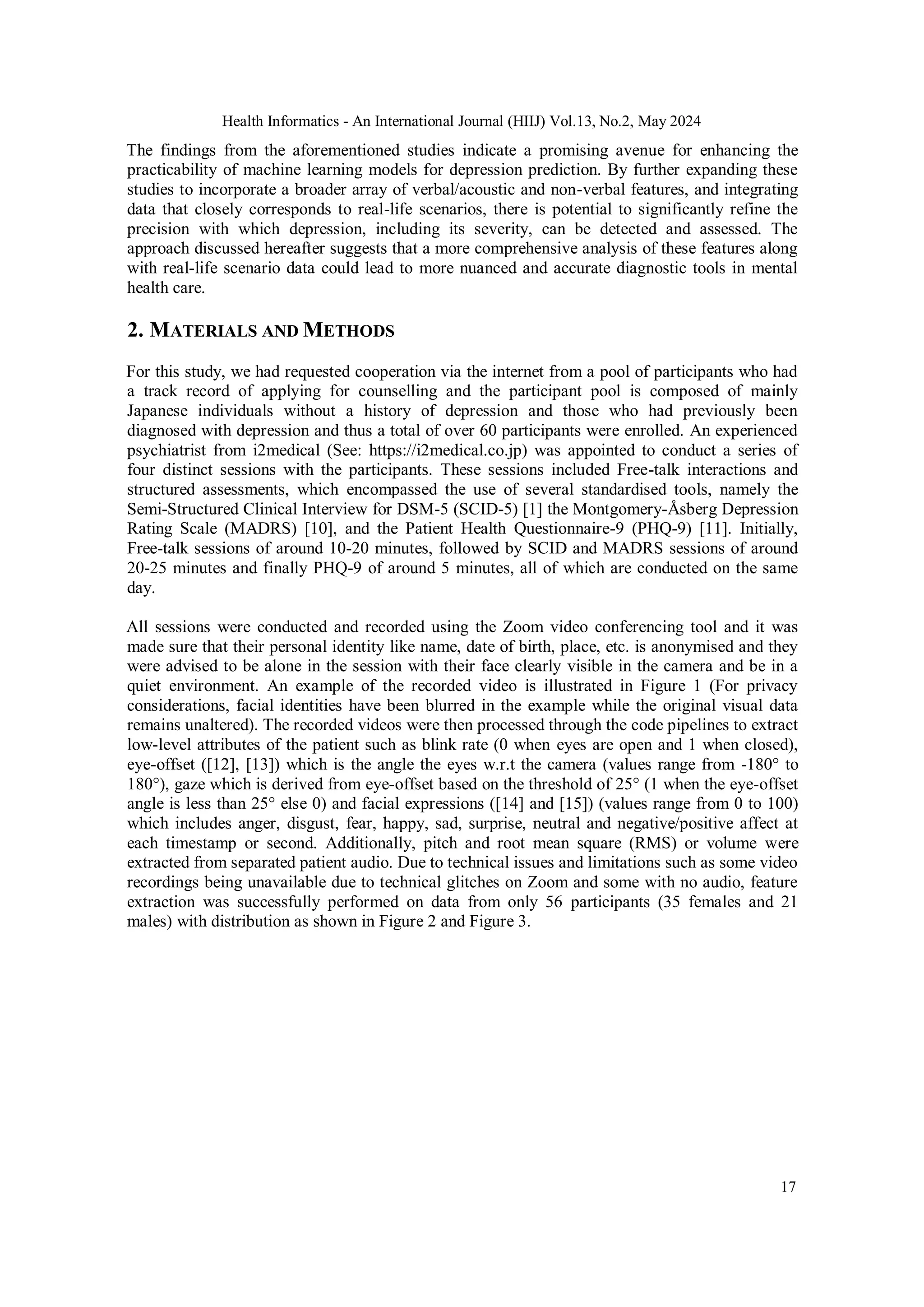 A PRACTICAL APPROACH TO PREDICTING DEPRESSION: VERBAL AND NON-VERBAL ...