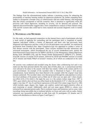 A PRACTICAL APPROACH TO PREDICTING DEPRESSION: VERBAL AND NON-VERBAL INSIGHTS WITH MACHINE ...