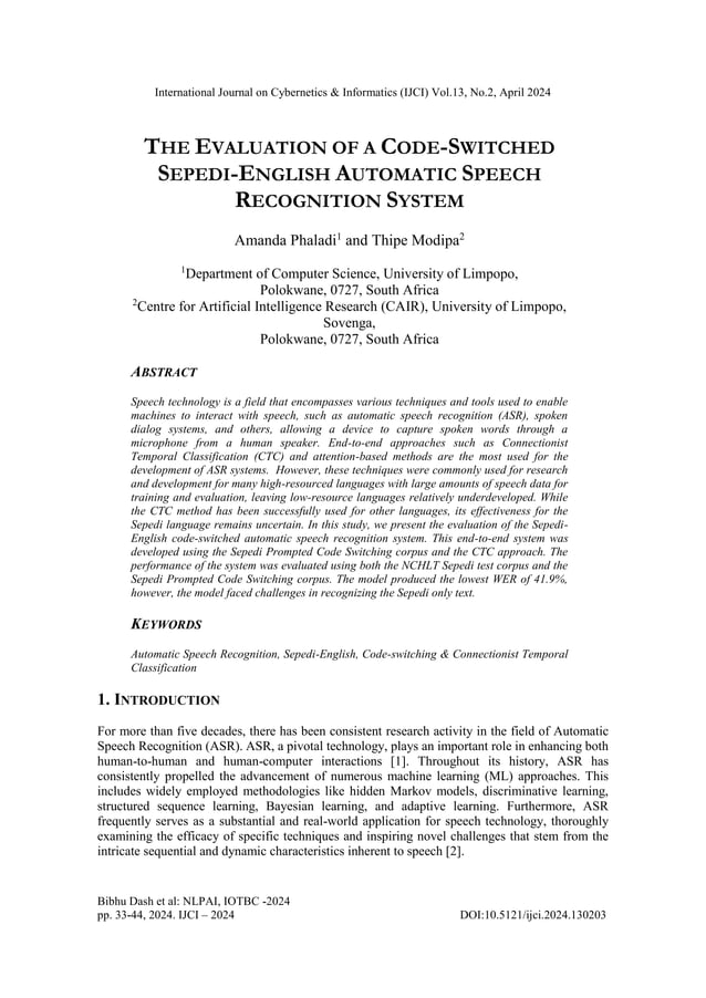 The Evaluation of a Code-Switched Sepedi-English Automatic Speech ...