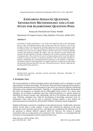 Exploring Semantic Question Generation Methodology and a Case Study for Algorithmic Question ...