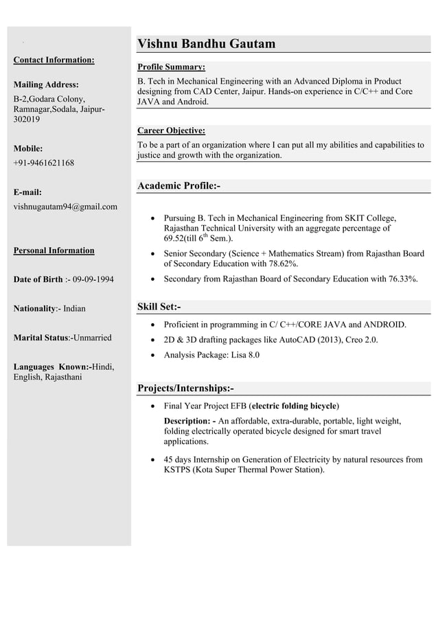 Resume_Vishnu_Bandhu_Gautam | PDF | Programming Languages | Computing