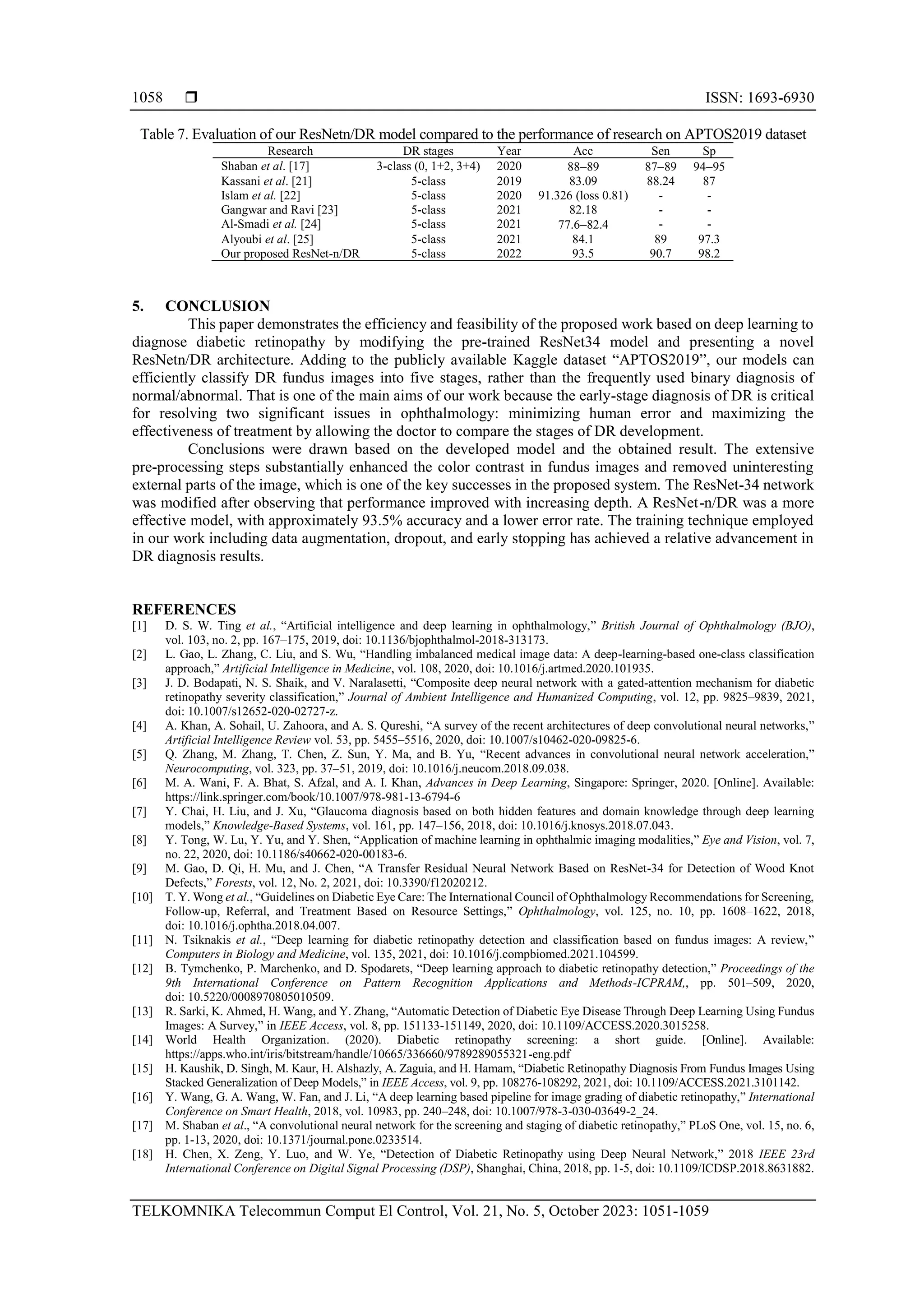 ResNet-n/DR: Automated diagnosis of diabetic retinopathy using a residual neural network | PDF