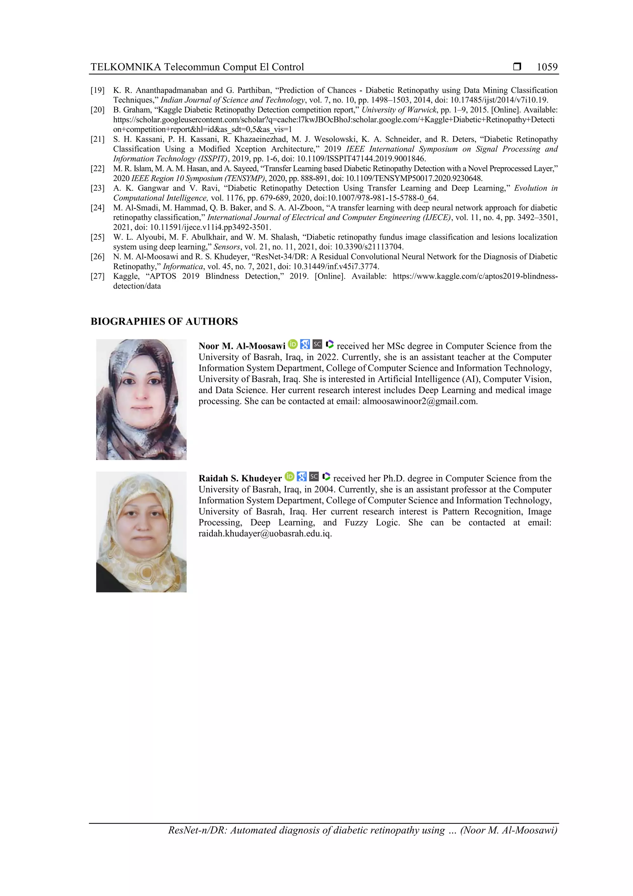 ResNet-n/DR: Automated diagnosis of diabetic retinopathy using a ...