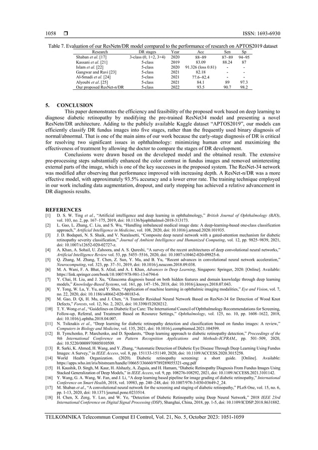 ResNet-n/DR: Automated diagnosis of diabetic retinopathy using a residual neural network | PDF ...