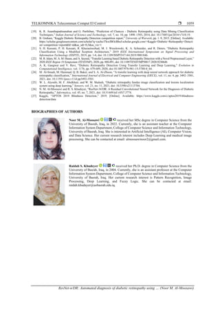 ResNet-n/DR: Automated diagnosis of diabetic retinopathy using a residual neural network | PDF