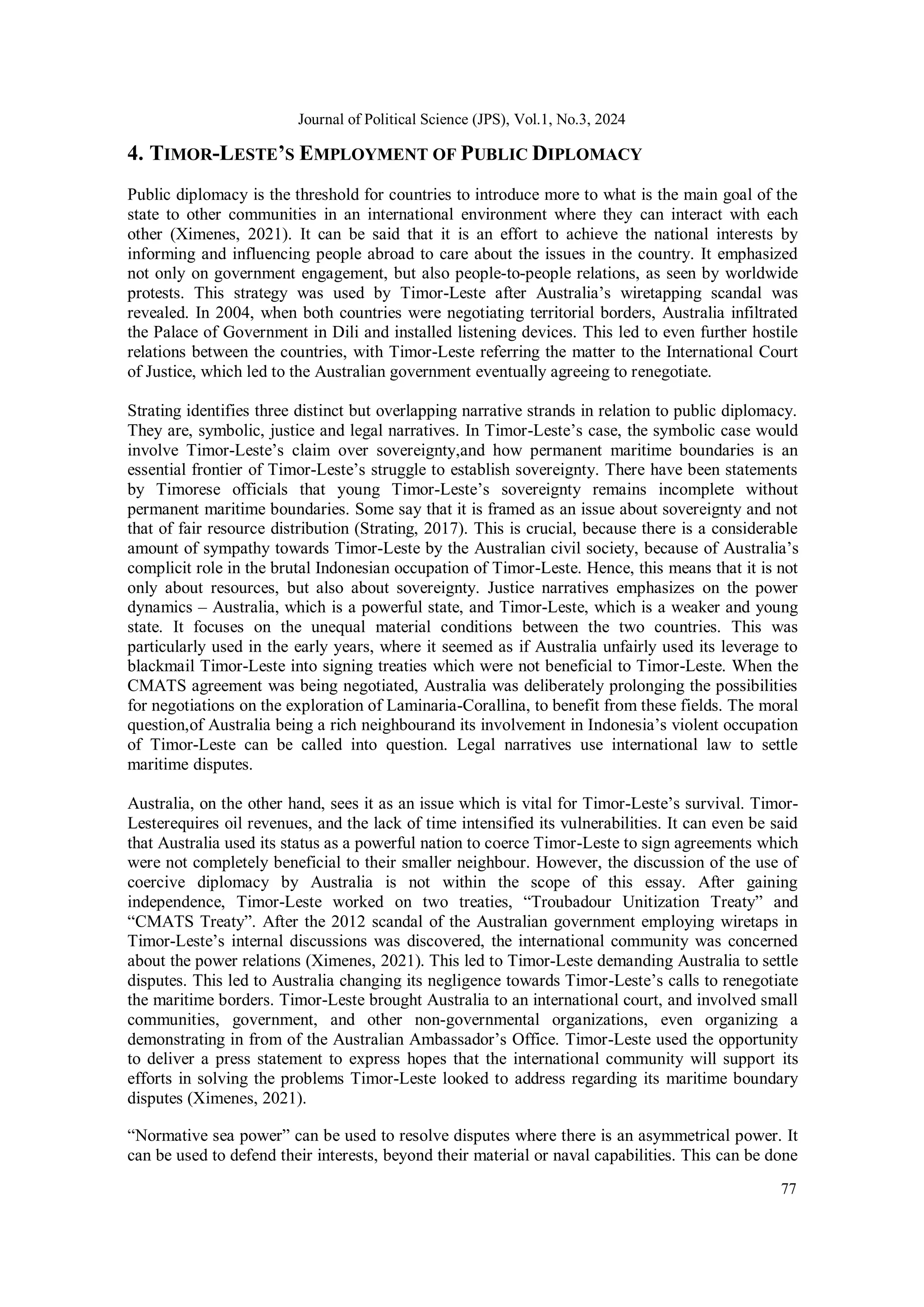 Resolving Maritime Disputes: Timorleste’s Maritime Diplomacy | PDF