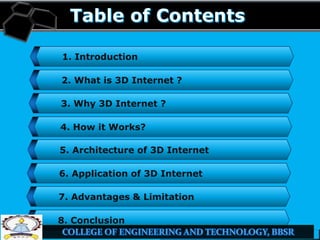 3D INTERNET | PPTX | 3-D Graphics | Computer Software and Applications