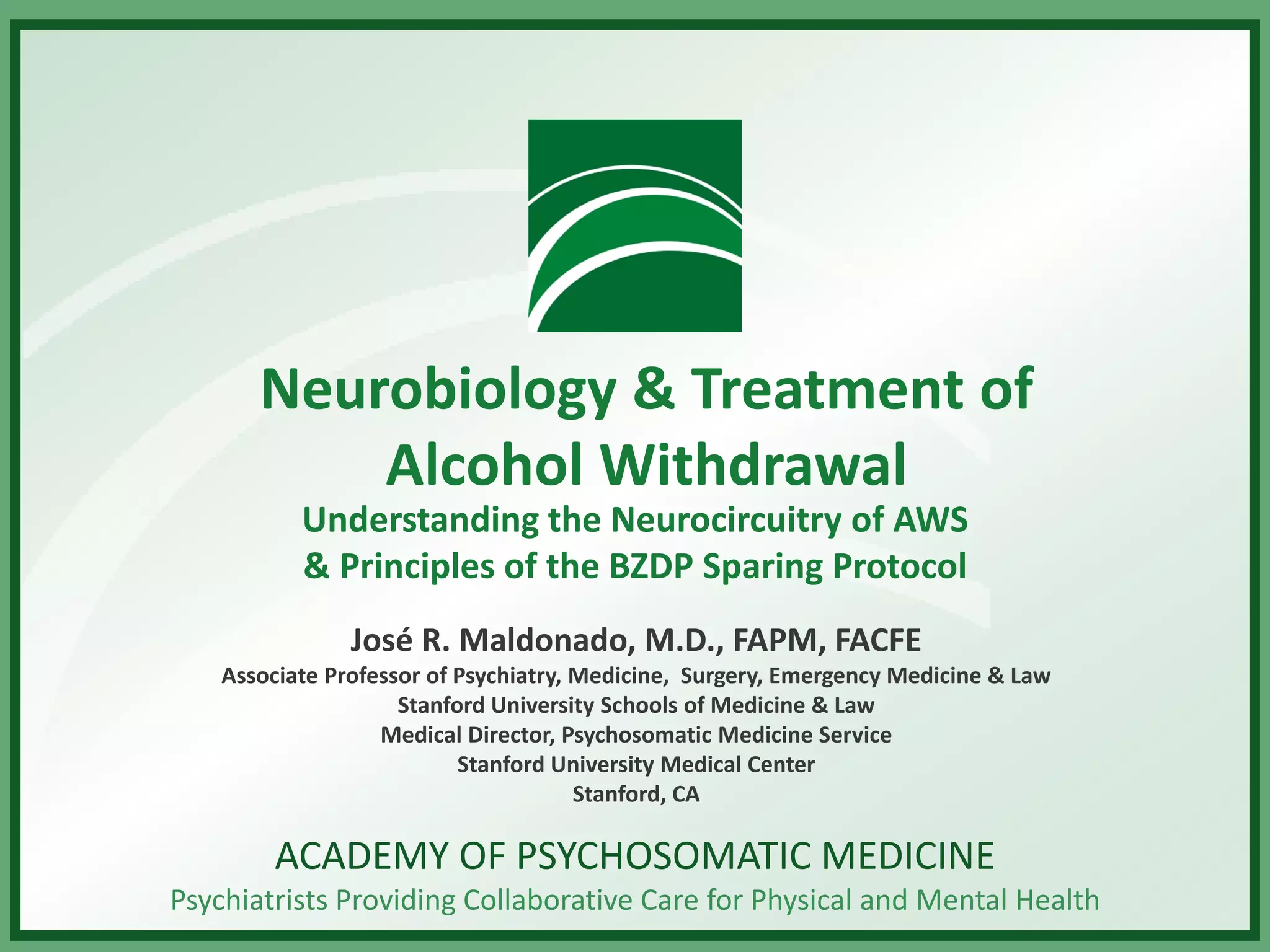 Neurobiology and Treatment of Alcohol Withdrawal | PDF