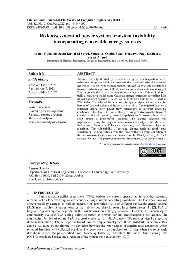 Risk assessment of power system transient instability incorporating ...