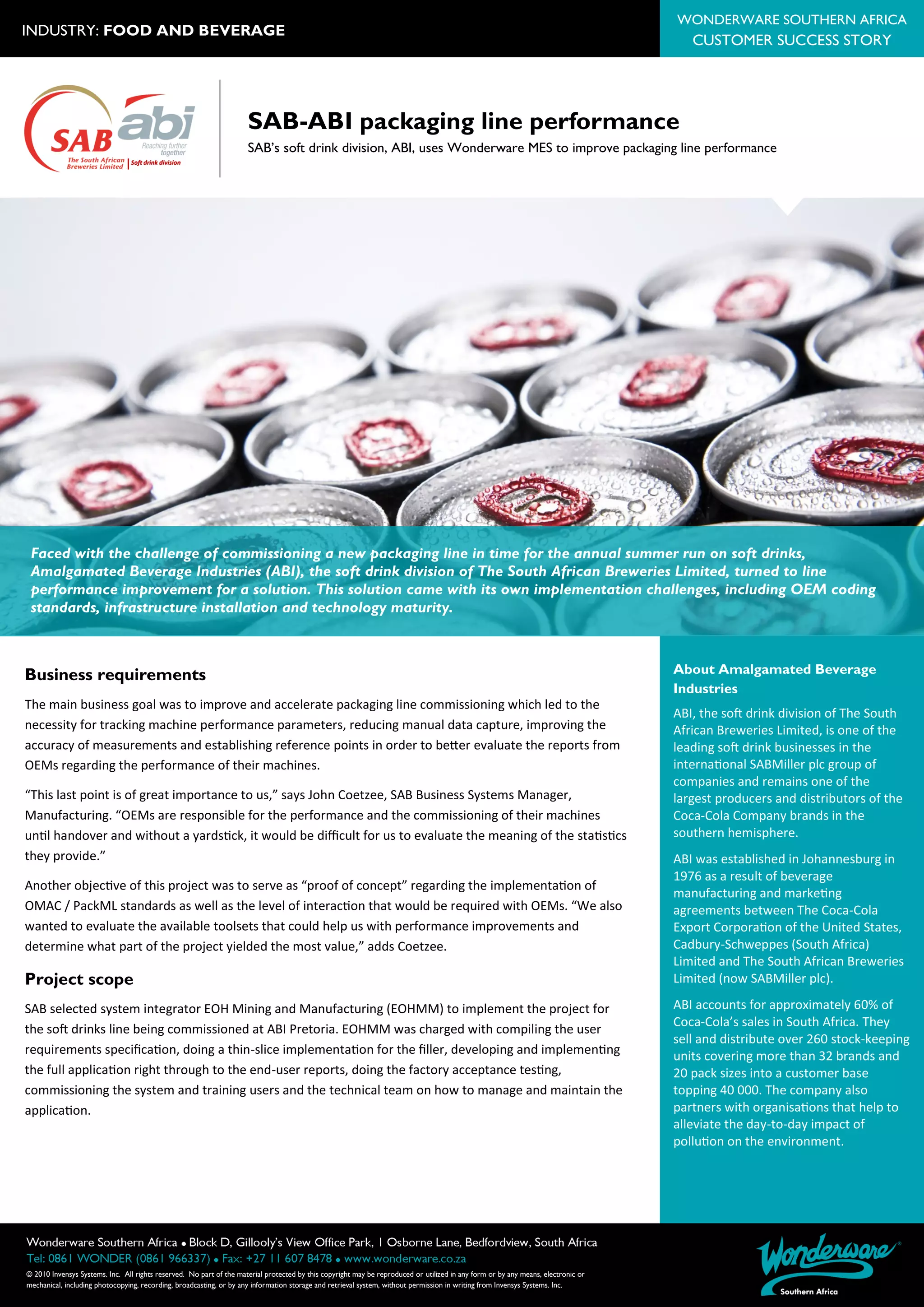 SAB-ABI Packaging Line Performance | PDF