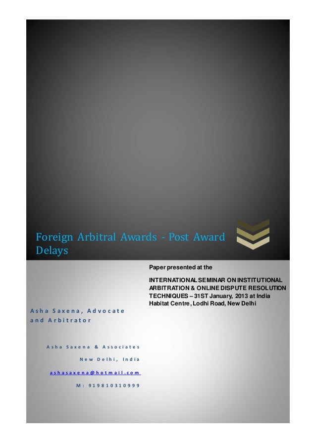 Enforcement of Arbitral Award