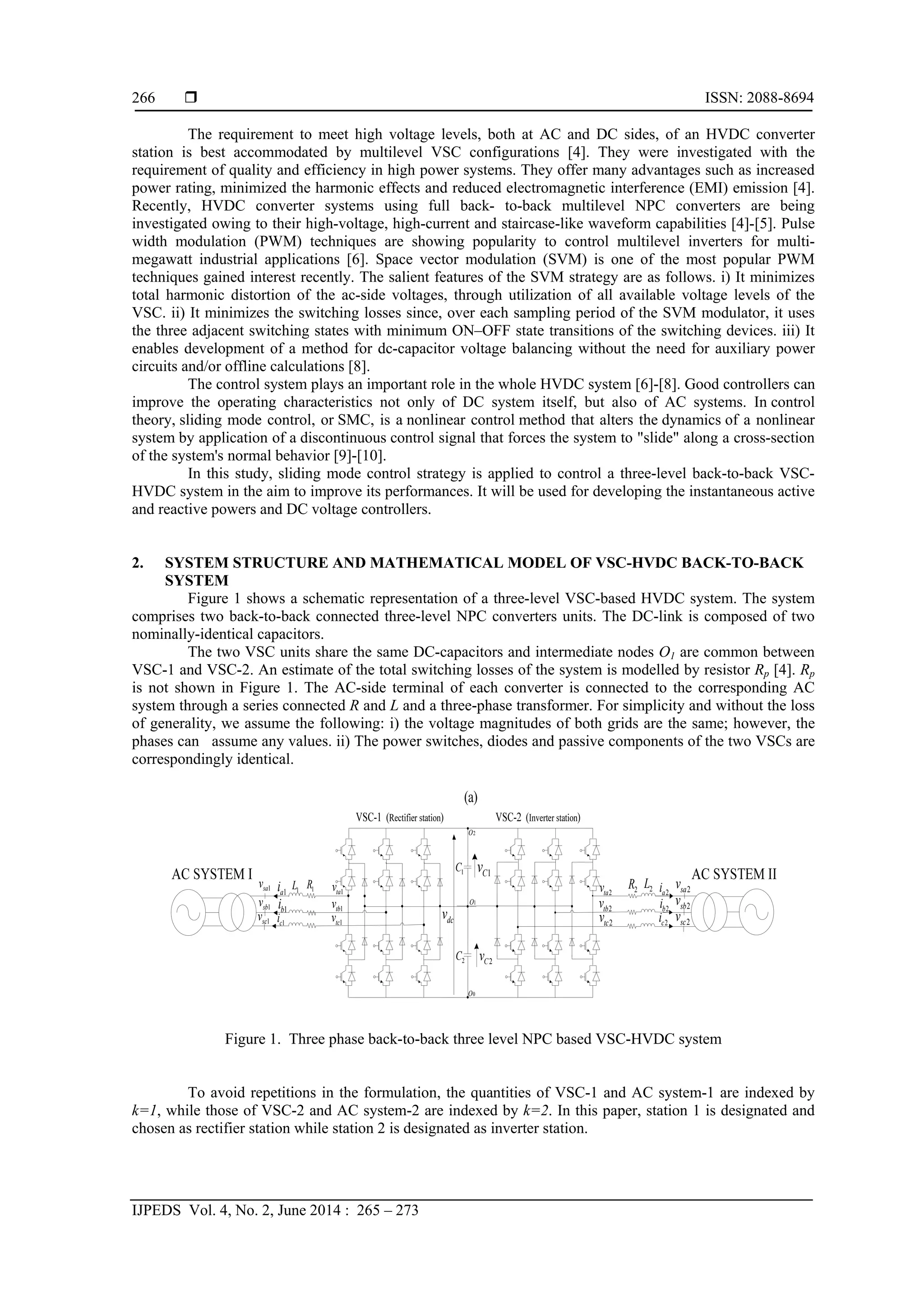 Sliding Mode Control Of Three Levels Back To Back Vsc Hvdc System Using Space Vector Modulation