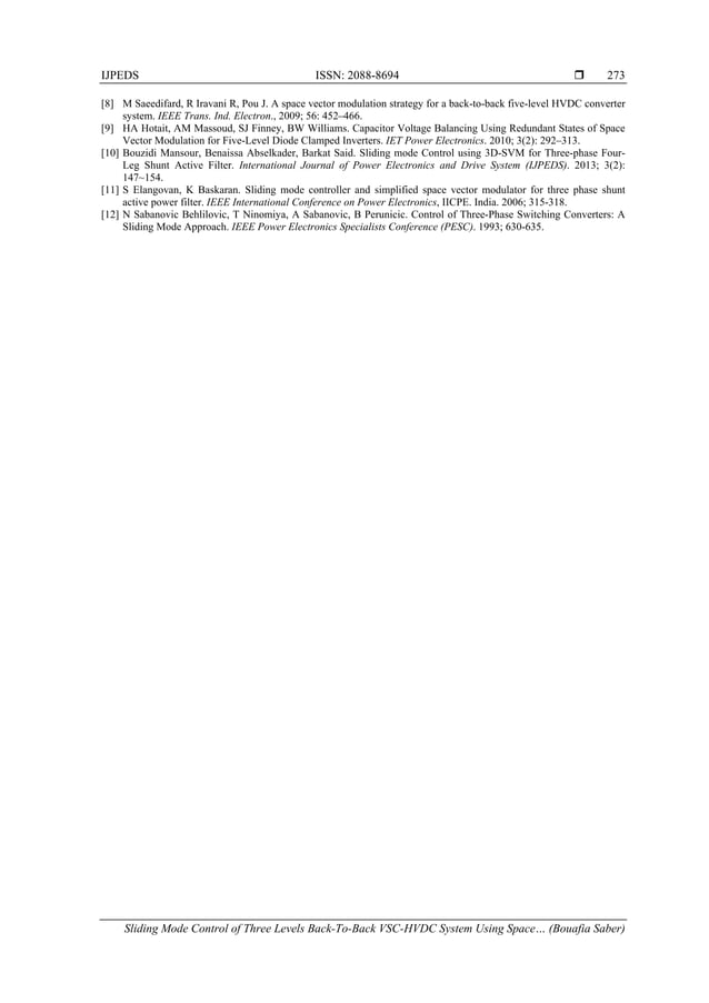 Sliding Mode Control Of Three Levels Back To Back Vsc Hvdc System Using Space Vector Modulation