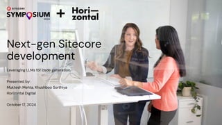 Next-Gen Sitecore Development: Leveraging LLMs for Code Generation | PDF
