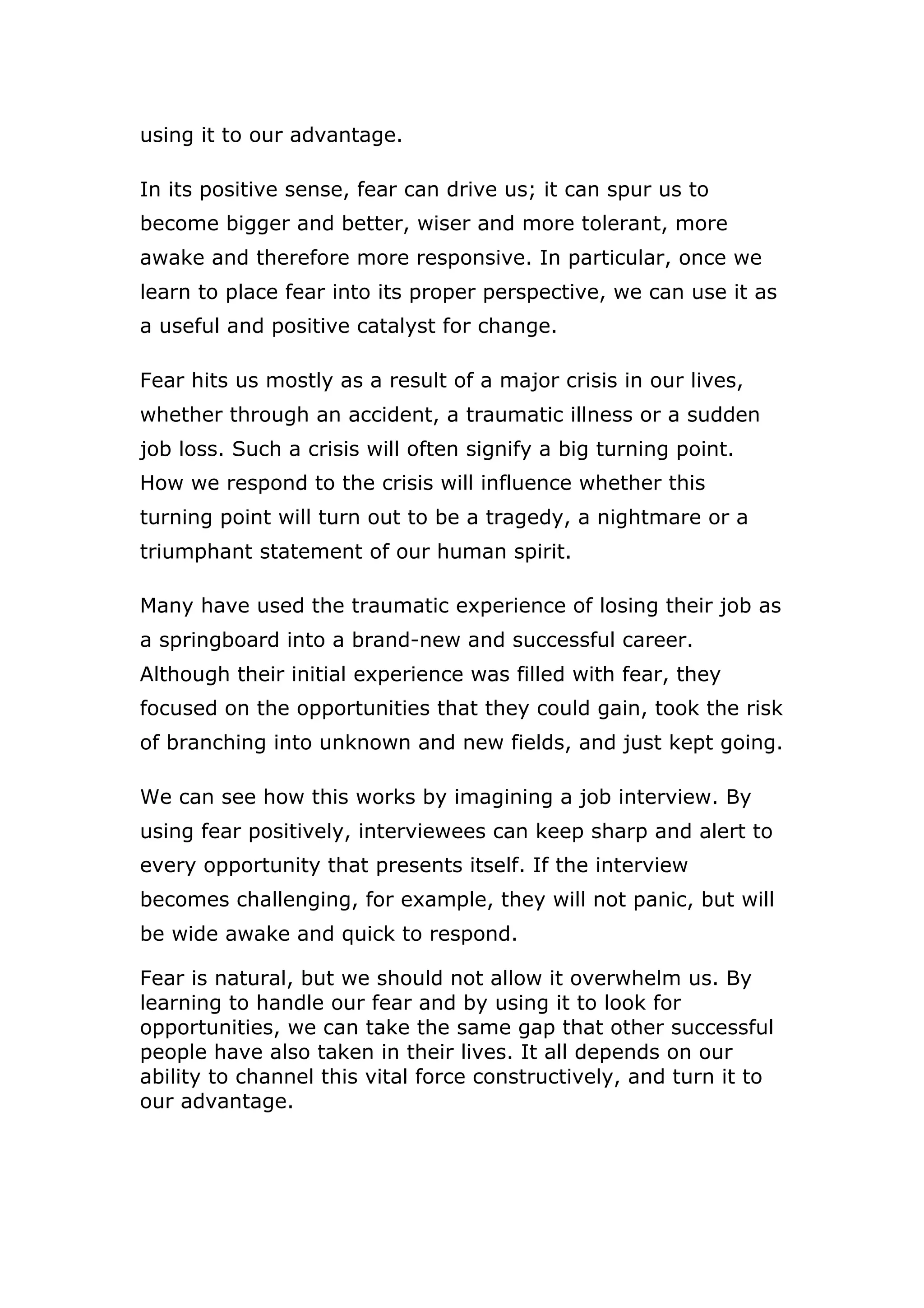 Turn Fear To Your Advantage | PDF