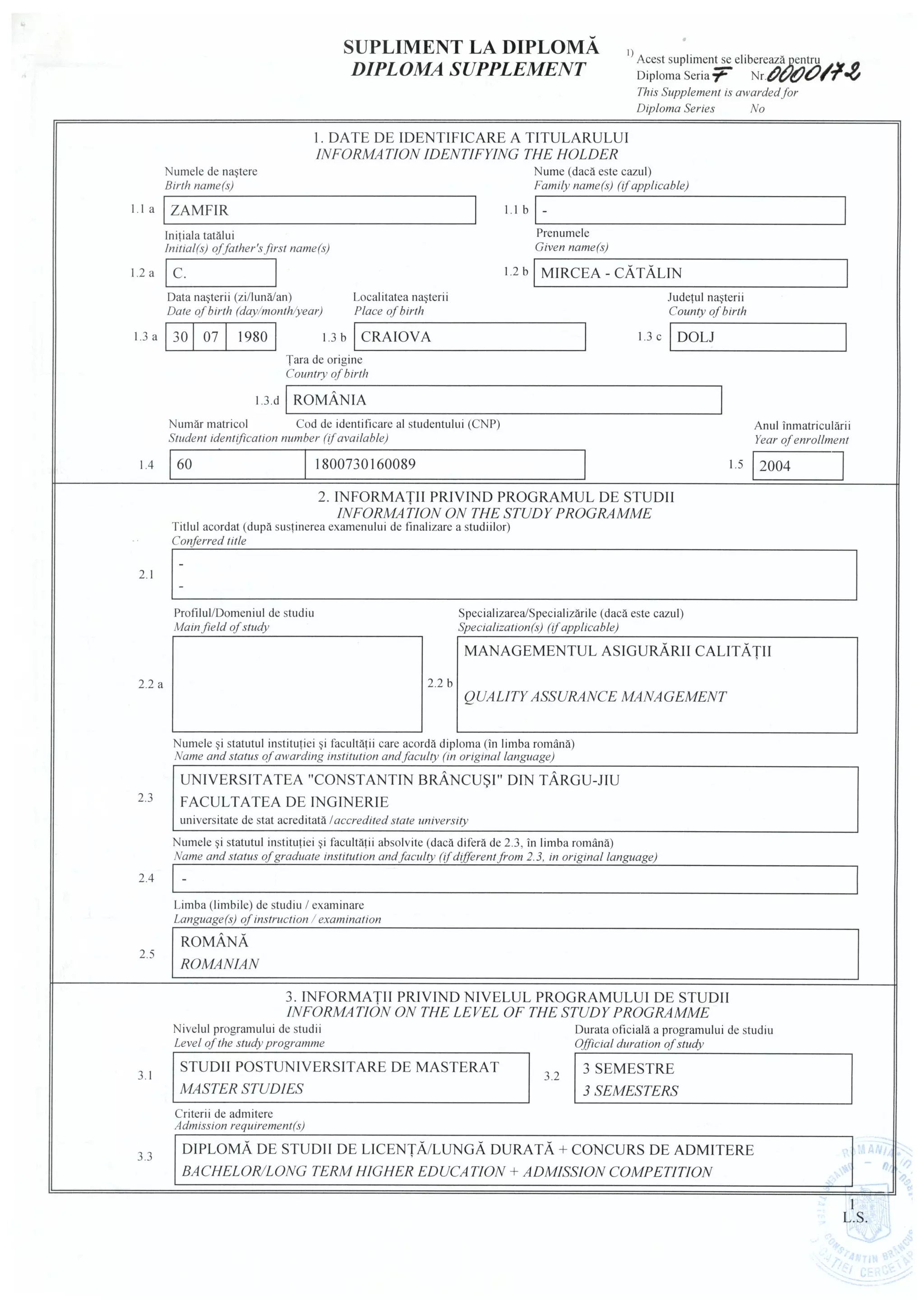 diploma master calitate | PDF