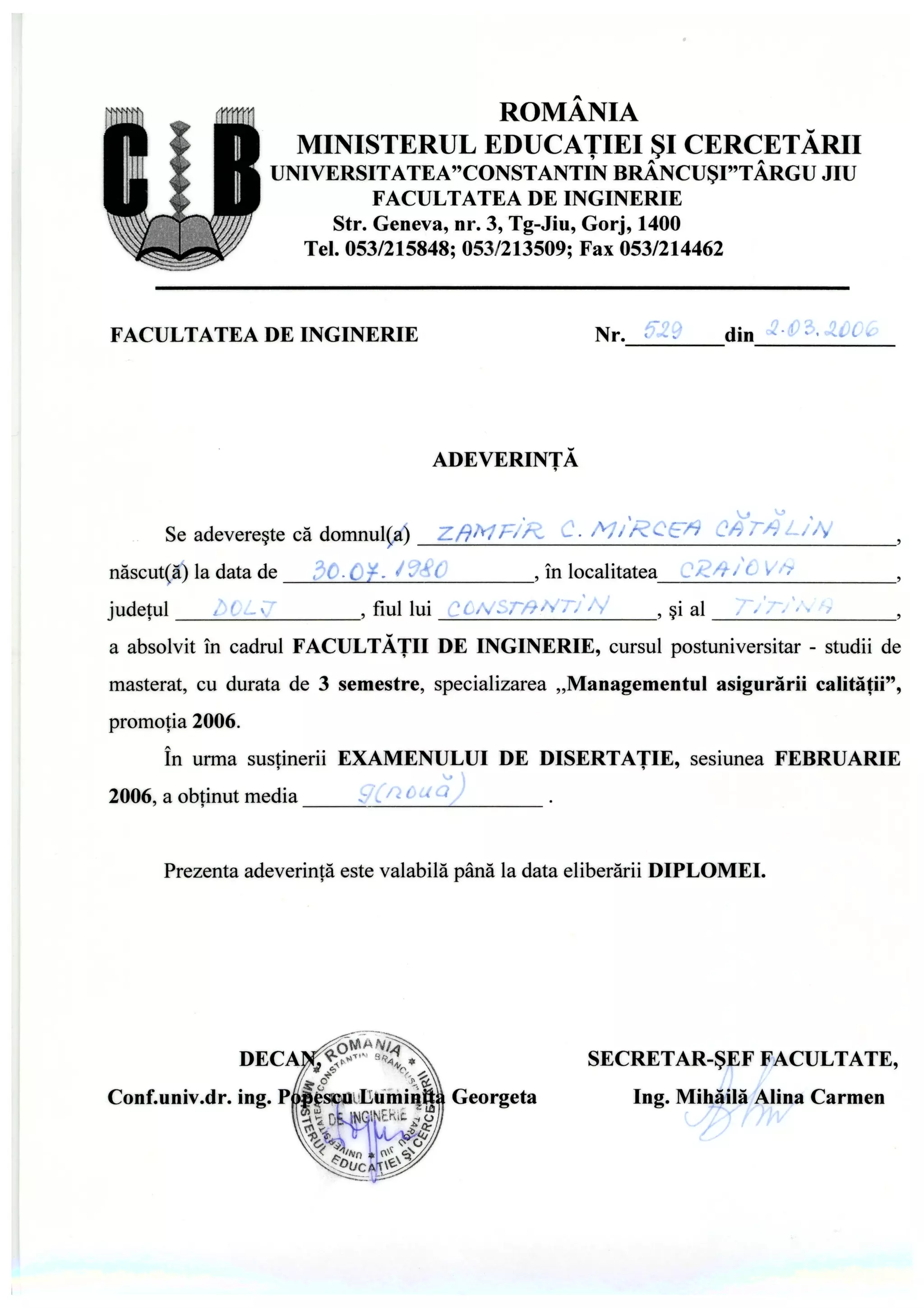 diploma master calitate | PDF