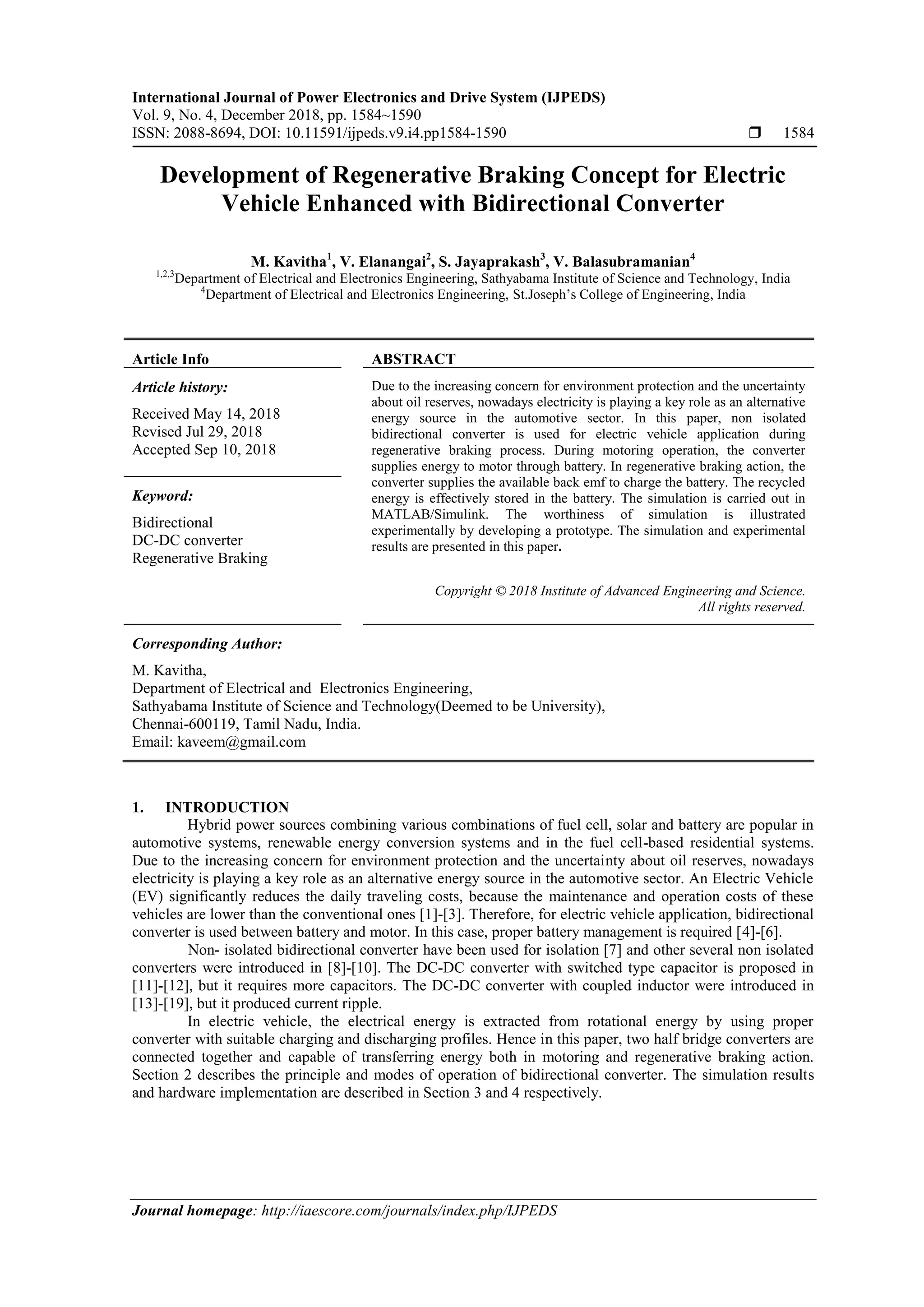 Development of Regenerative Braking Concept for Electric Vehicle ...