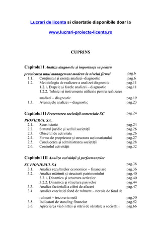 132 analiza diagnostic si importanta sa pentru management www.lucrari-proiecte-licenta.ro