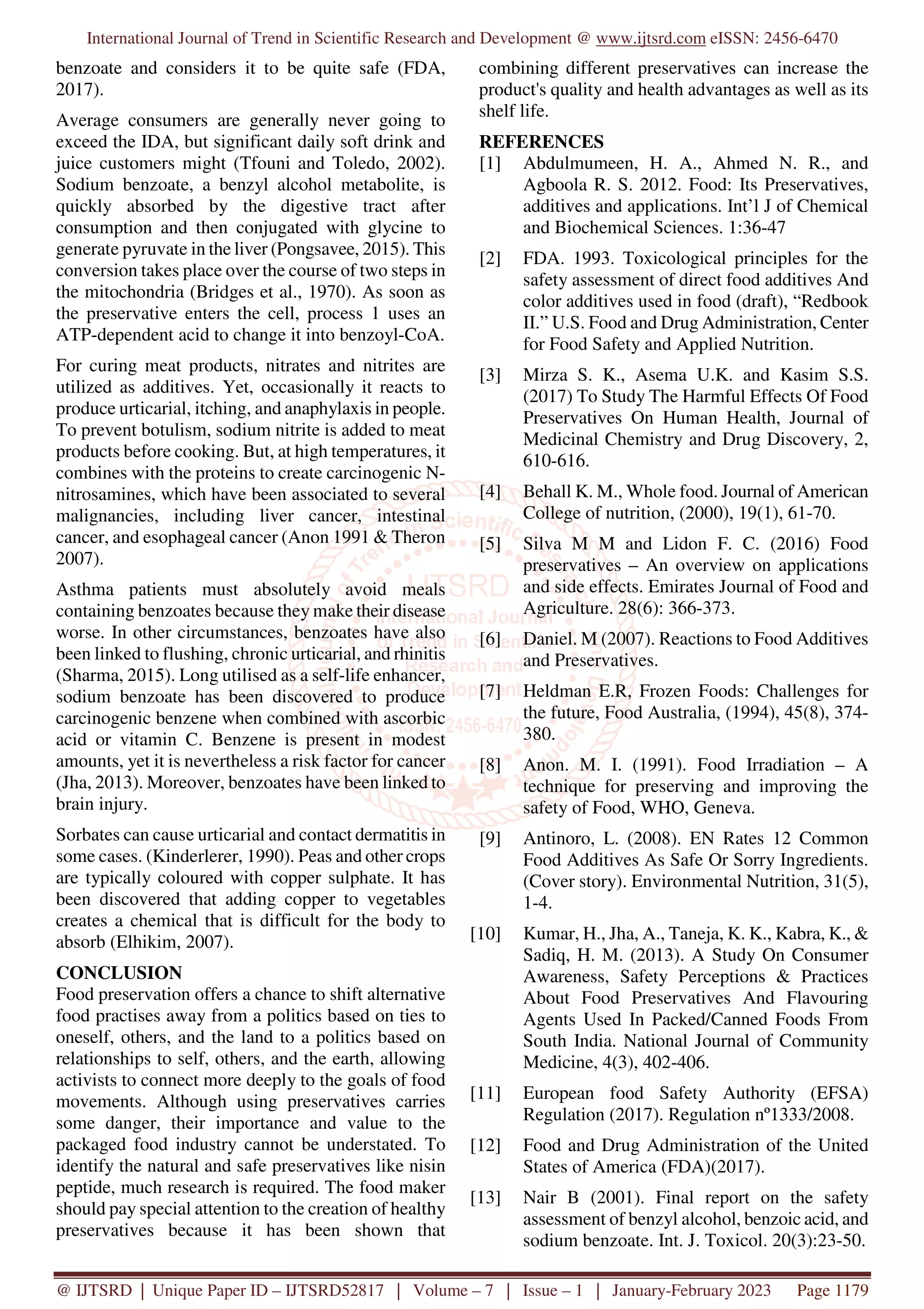 A Review Study on Different Types of Food Preservatives and their ...