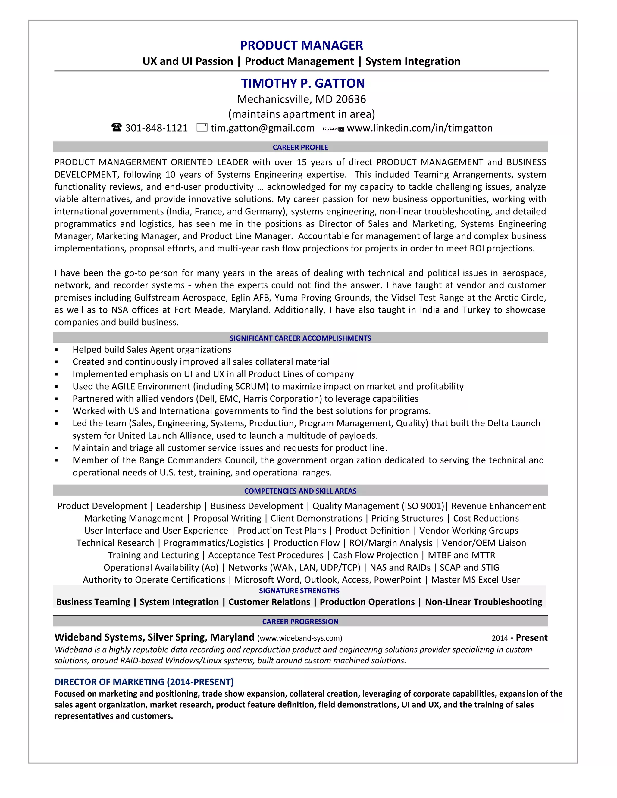 Tim Gatton Resume(p) | PDF