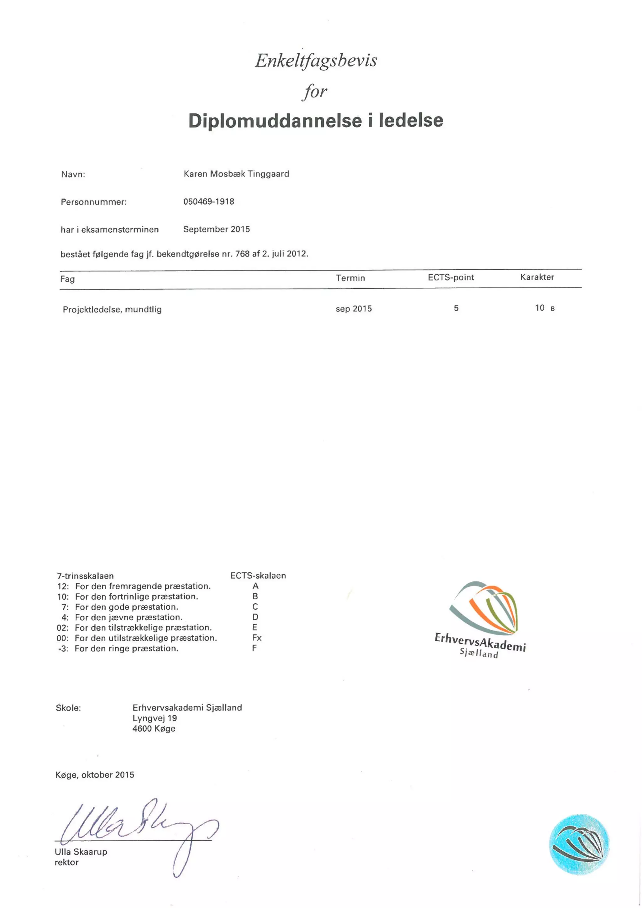 Enkeltfag, Diplom i ledelse, projektledelse | PDF