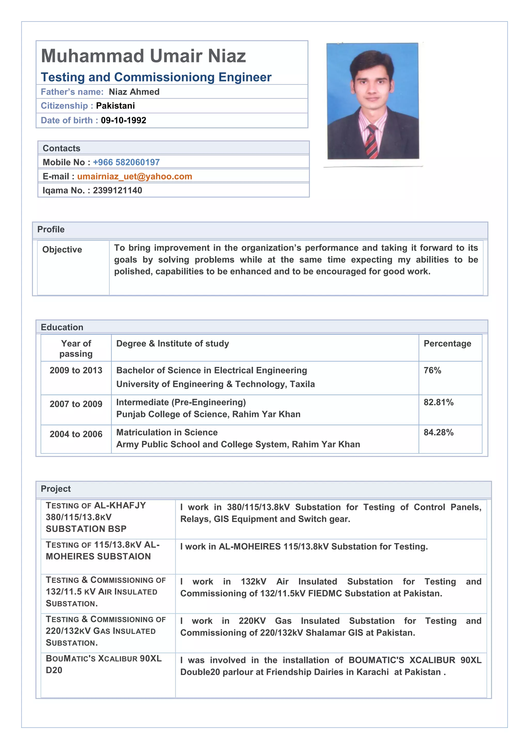 MUHAMMAD UMAIR NIAZ Resume | PDF