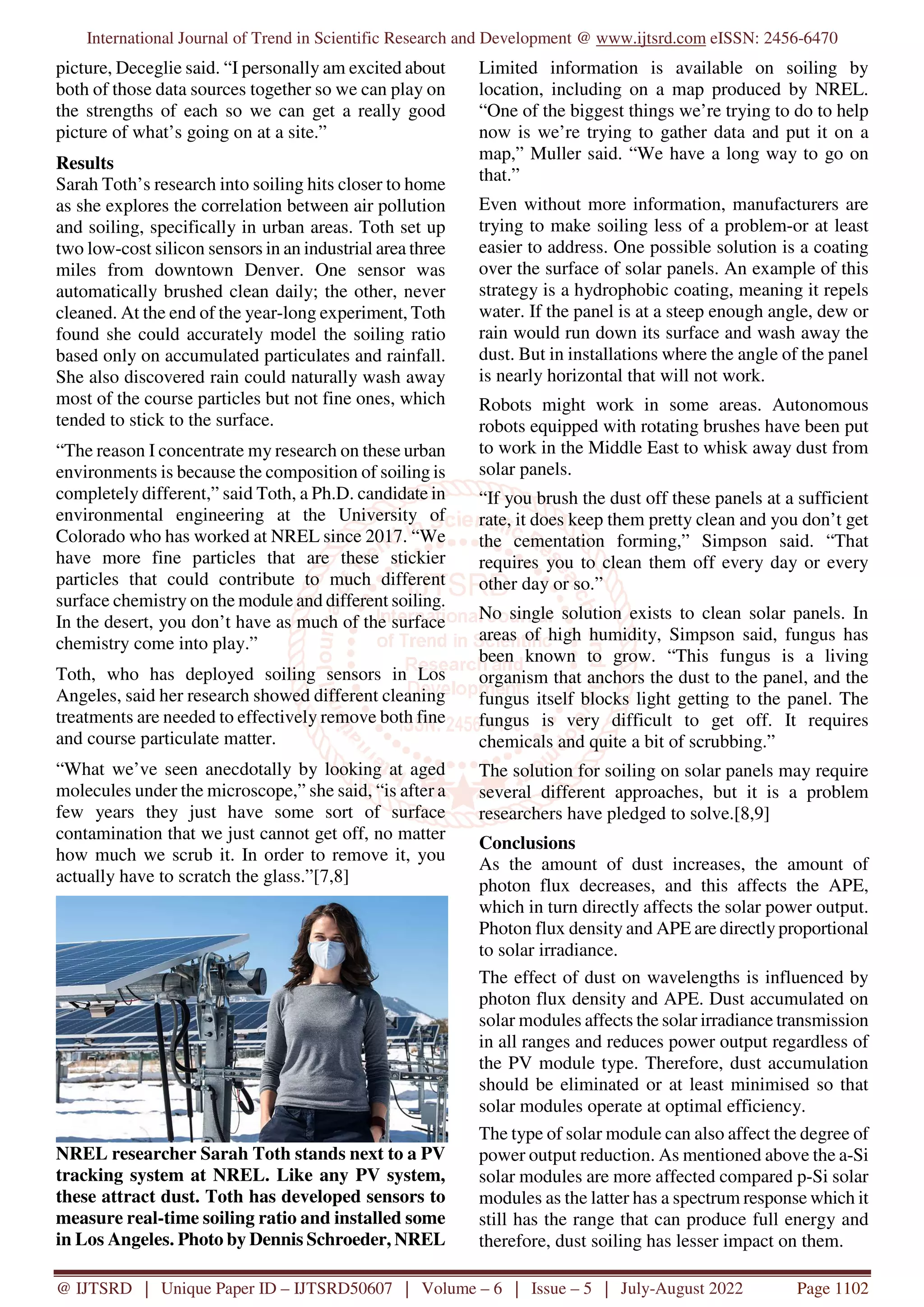 Effect of Dust on Performance of Solar Cell | PDF