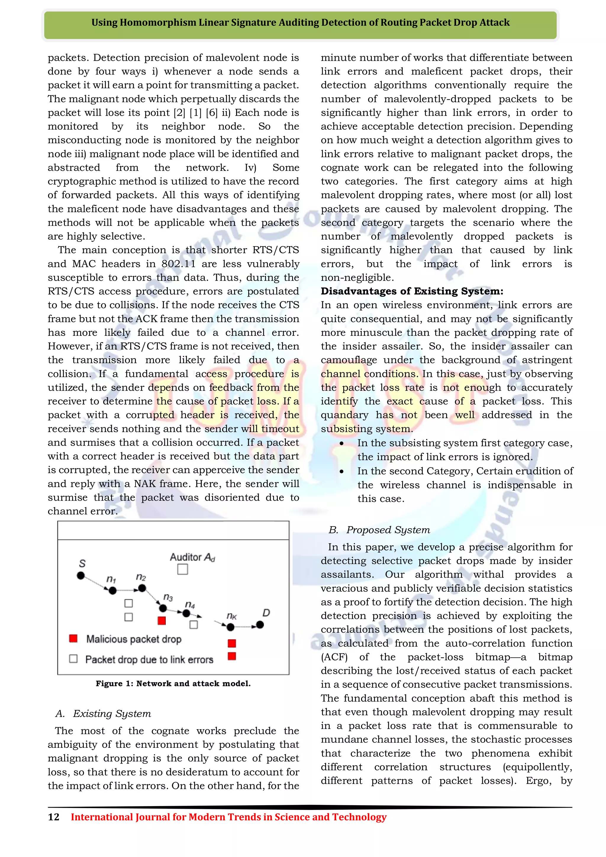 Using Homomorphism Linear Signature Auditing Detection Of Routing Packet Drop Attack Pdf