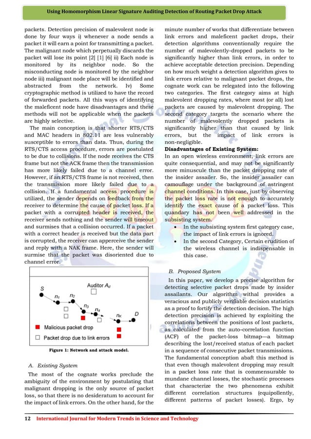 Using Homomorphism Linear Signature Auditing Detection of Routing Packet Drop Attack | PDF