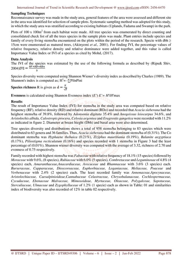 Importance Value Index IVI of Tree Species and Diversity of Baturiya ...