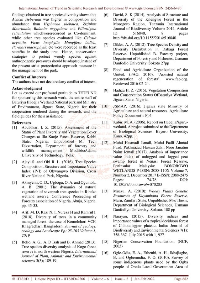 Importance Value Index IVI of Tree Species and Diversity of Baturiya ...