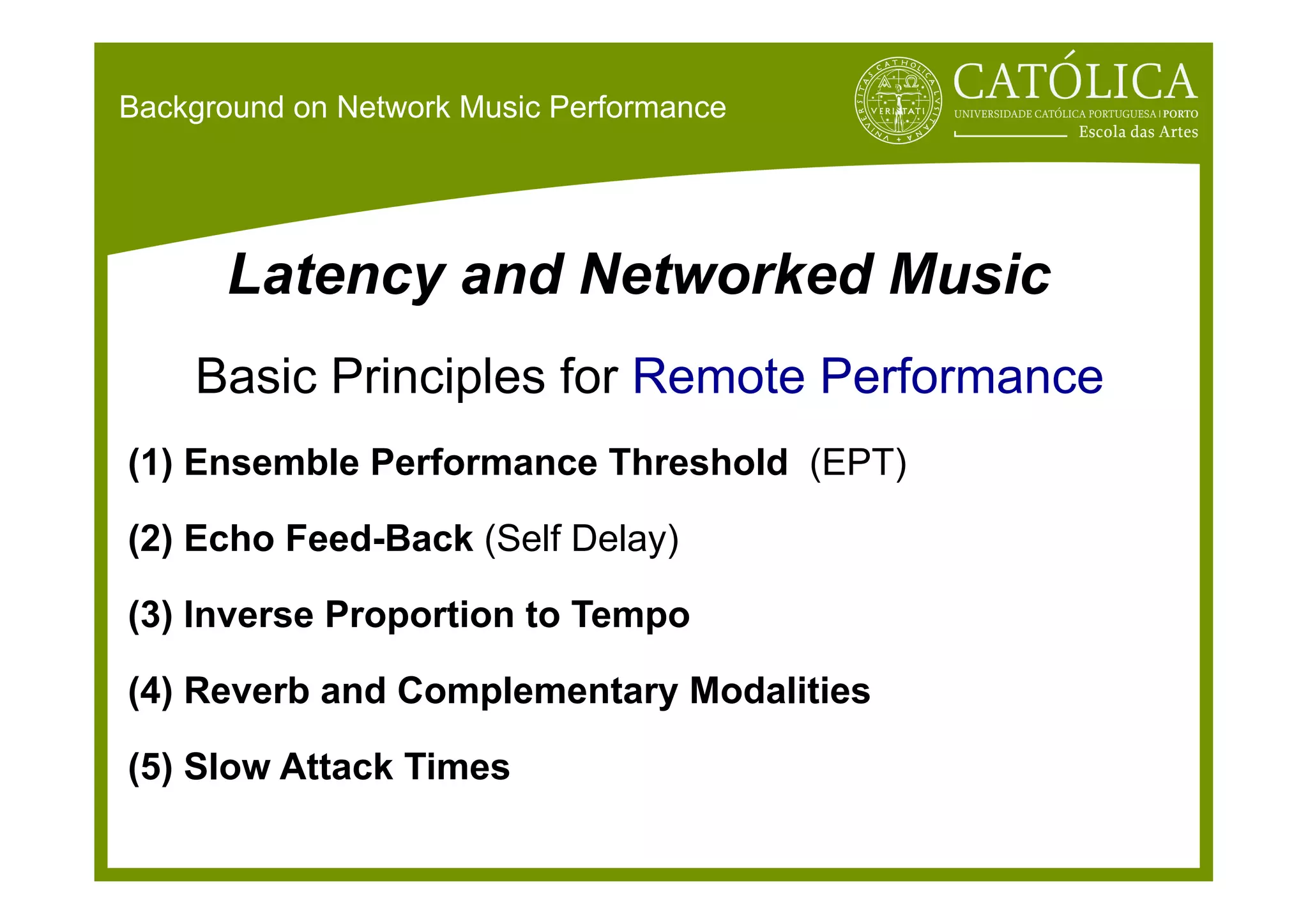 BASIC PRINCIPLES OF NETWORKED MUSIC PERFORMANCE | PDF