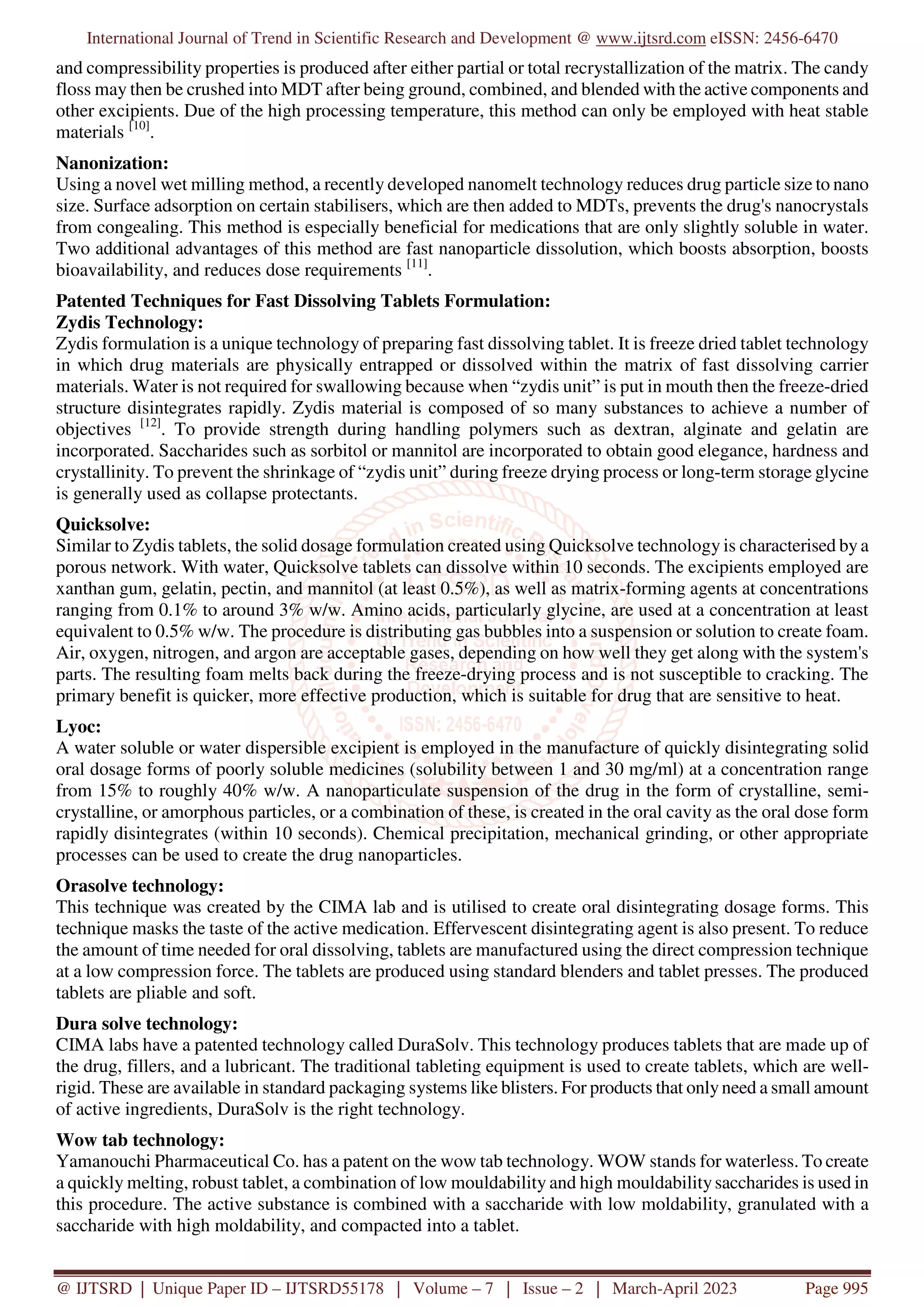 Review On Formulation Approaches And Evaluation Parameters Of Mouth