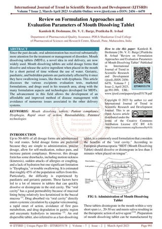 Review on Formulation Approaches and Evaluation Parameters of Mouth ...