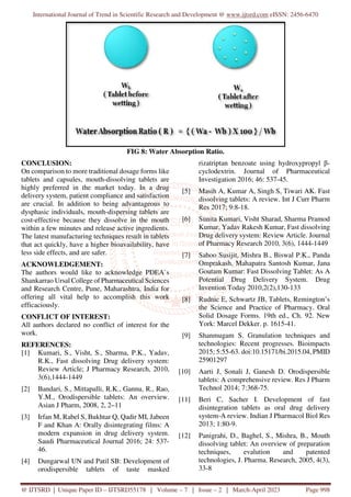 Review on Formulation Approaches and Evaluation Parameters of Mouth ...