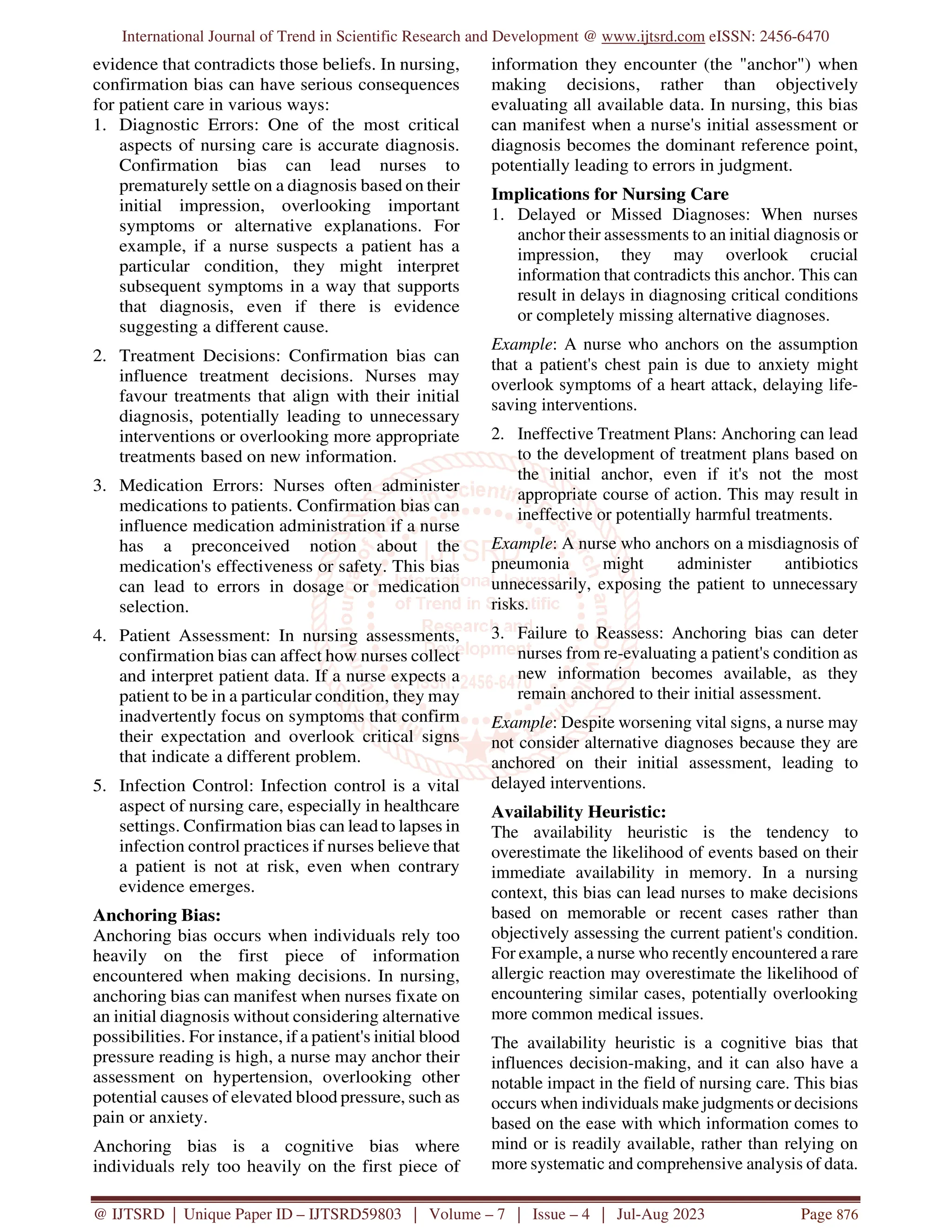 Unraveling the Mind How Cognitive Biases Shape Nurses Decision Making | PDF