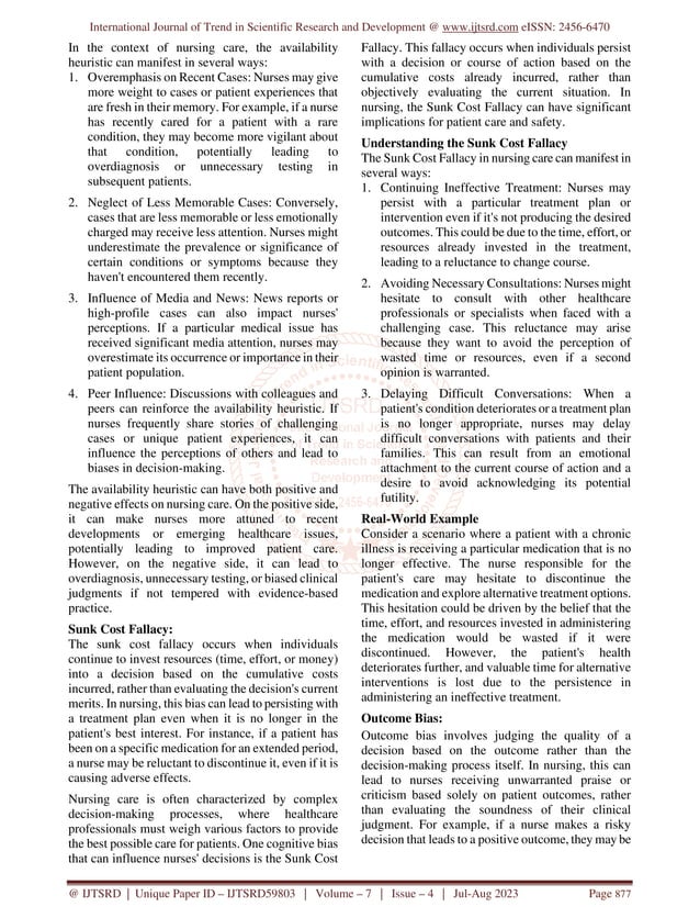 Unraveling the Mind How Cognitive Biases Shape Nurses Decision Making | PDF