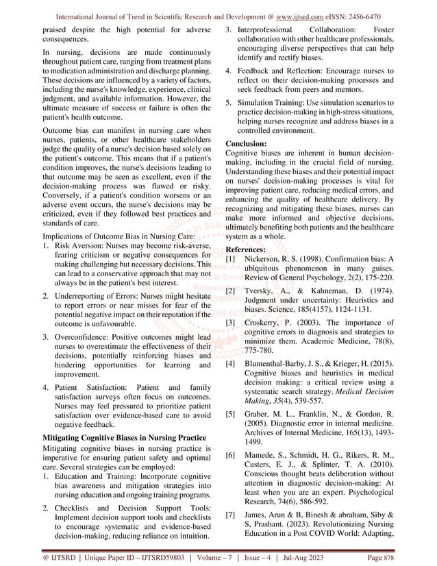 Unraveling the Mind How Cognitive Biases Shape Nurses Decision Making | PDF