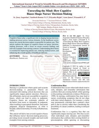 Unraveling the Mind How Cognitive Biases Shape Nurses Decision Making | PDF