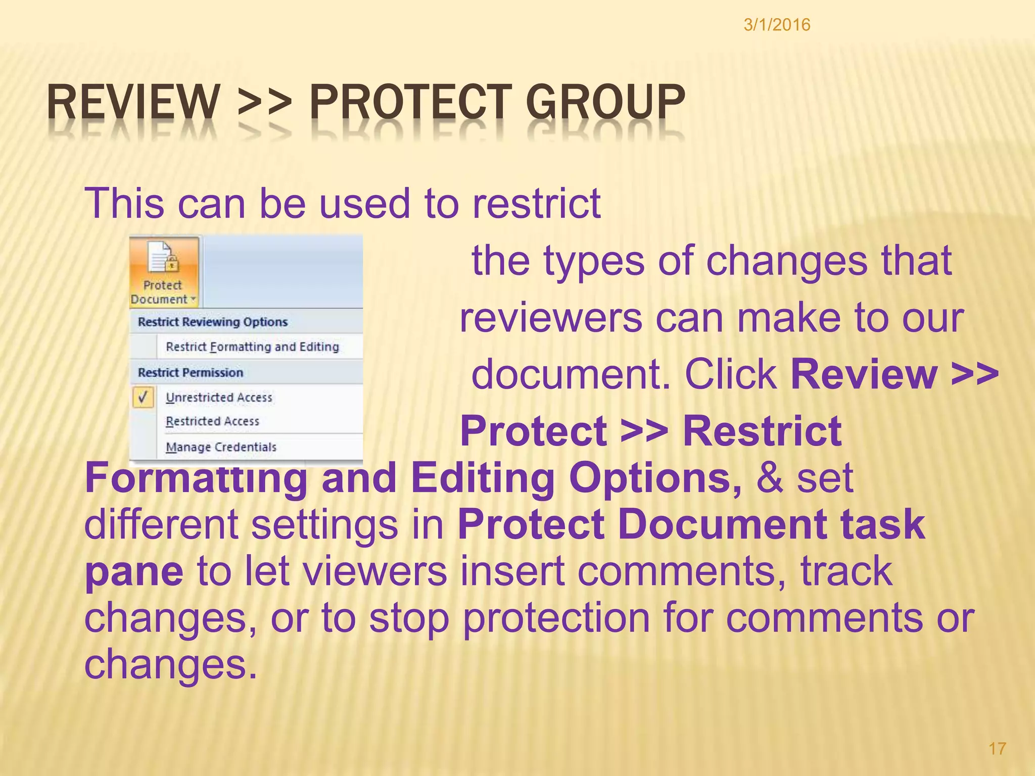 MS Word Review & View Tab | PPTX