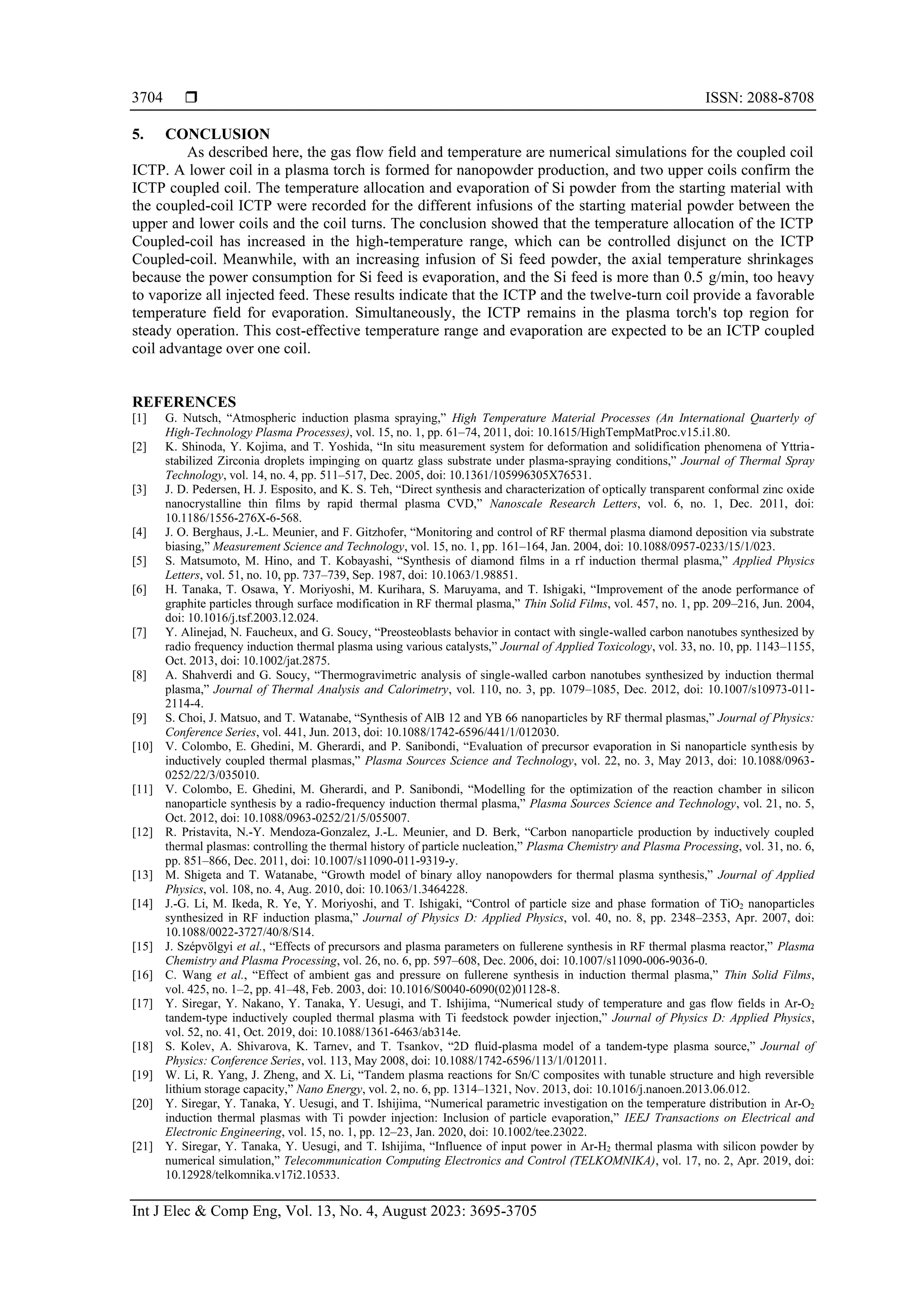 Numerical analysis in Ar-H2 coupled-coil inductively coupled thermal plasma with Si feedstock ...