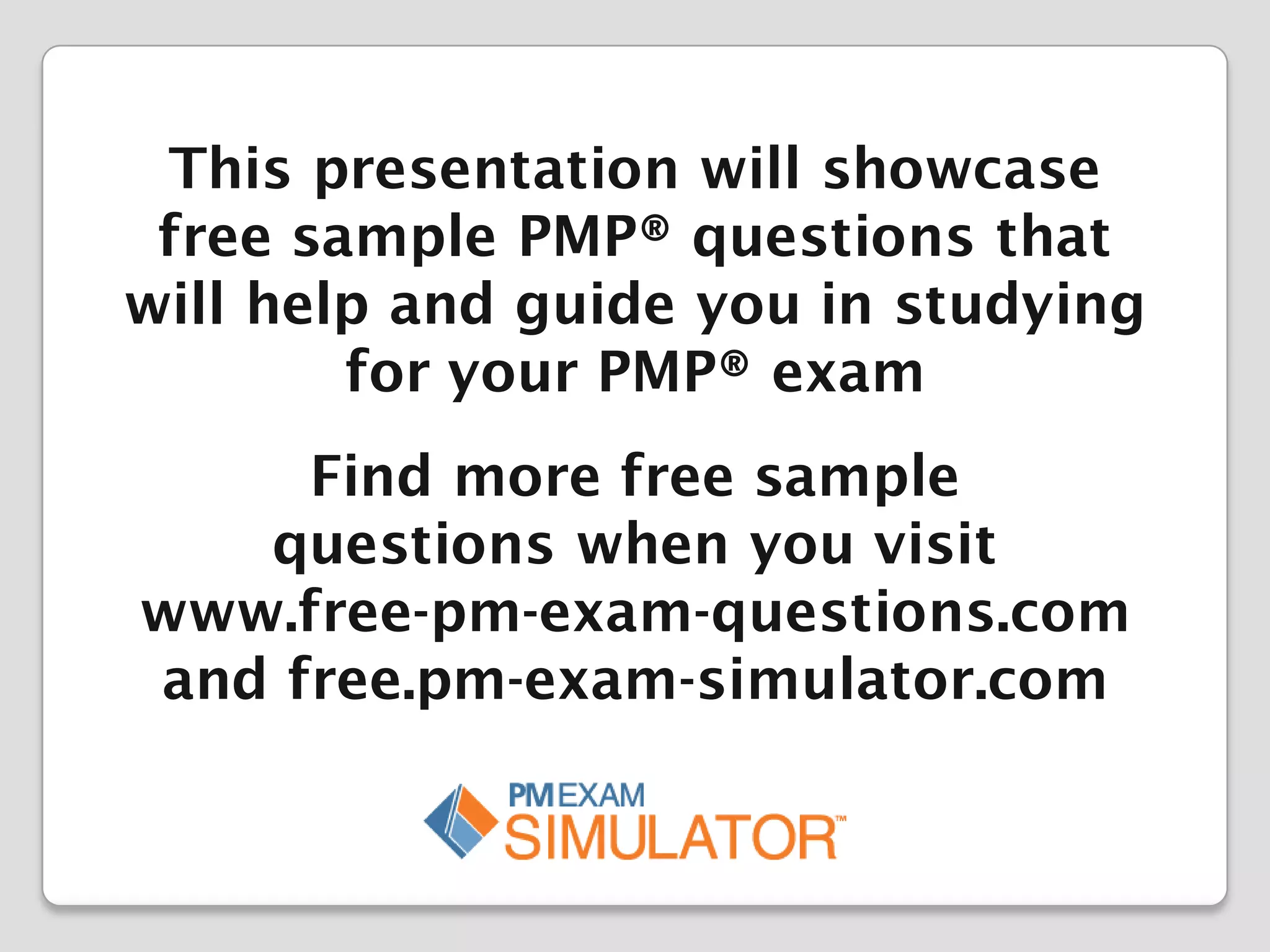 PMP Sample Questions Set 5 | PDF | Business Accounting & Finance | Business
