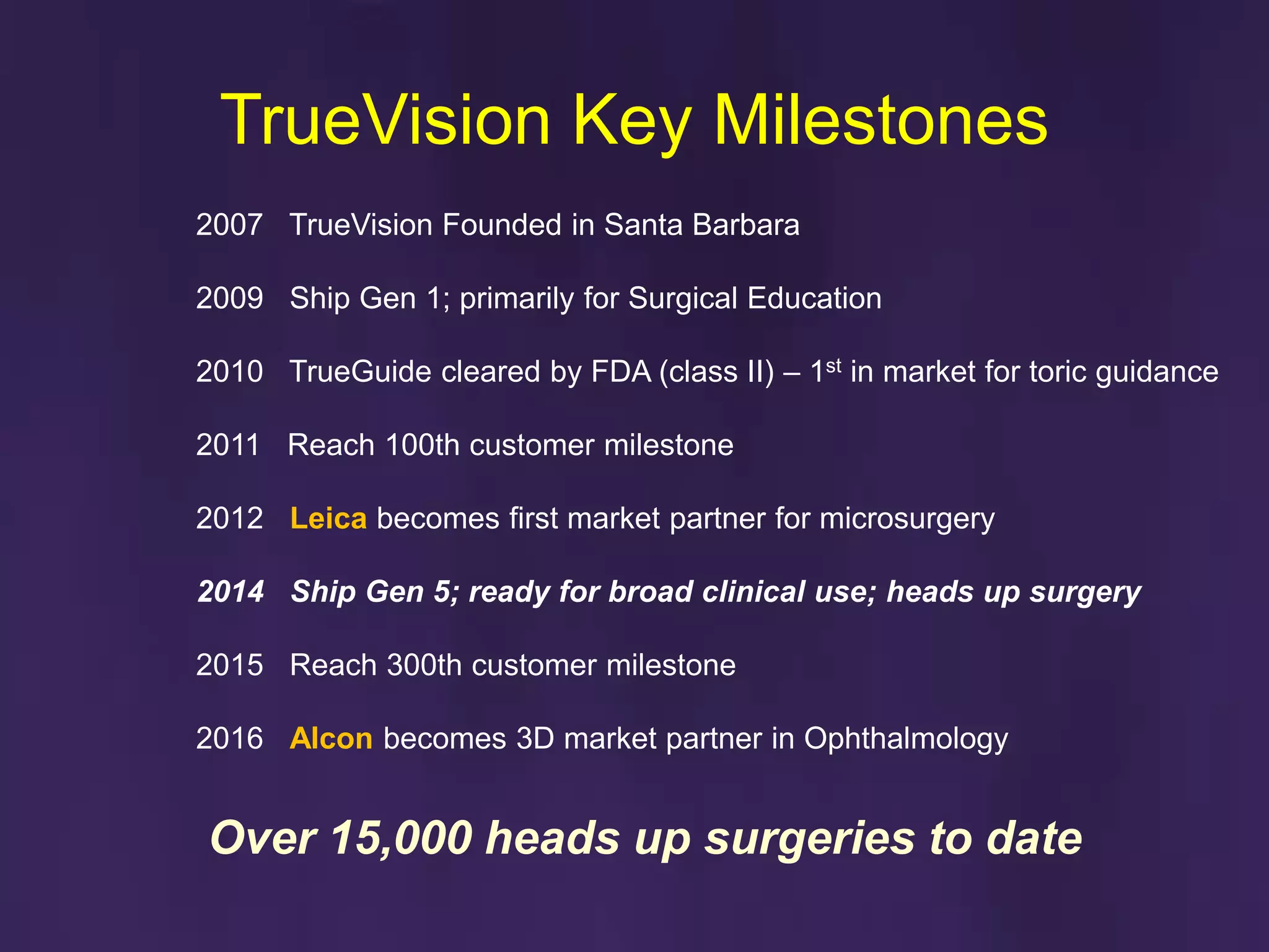 RETINA COMPANY SHOWCASE - TrueVision Systems | PPT