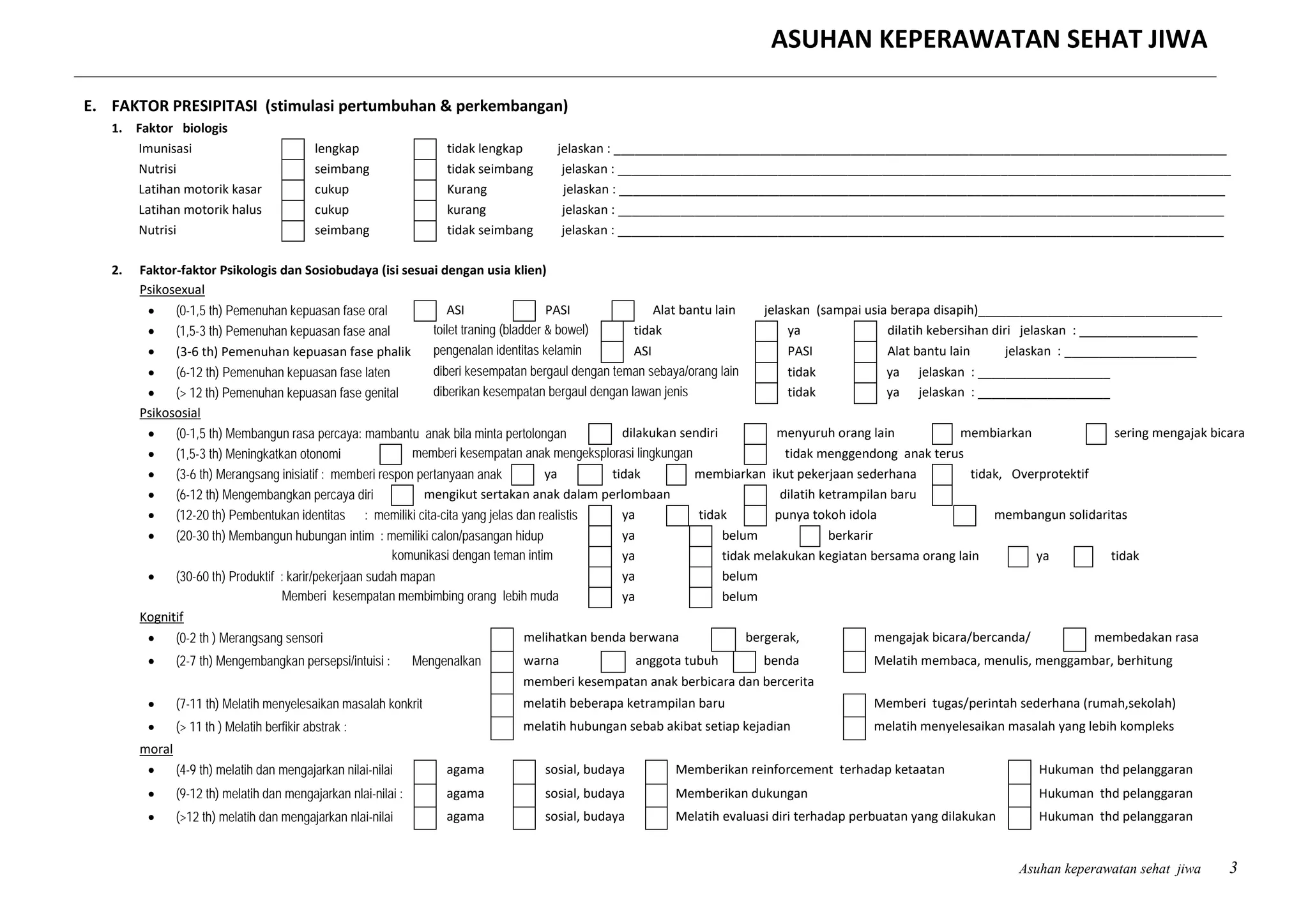 FORMAT PENGKAJIAN STASE JIWA | PDF