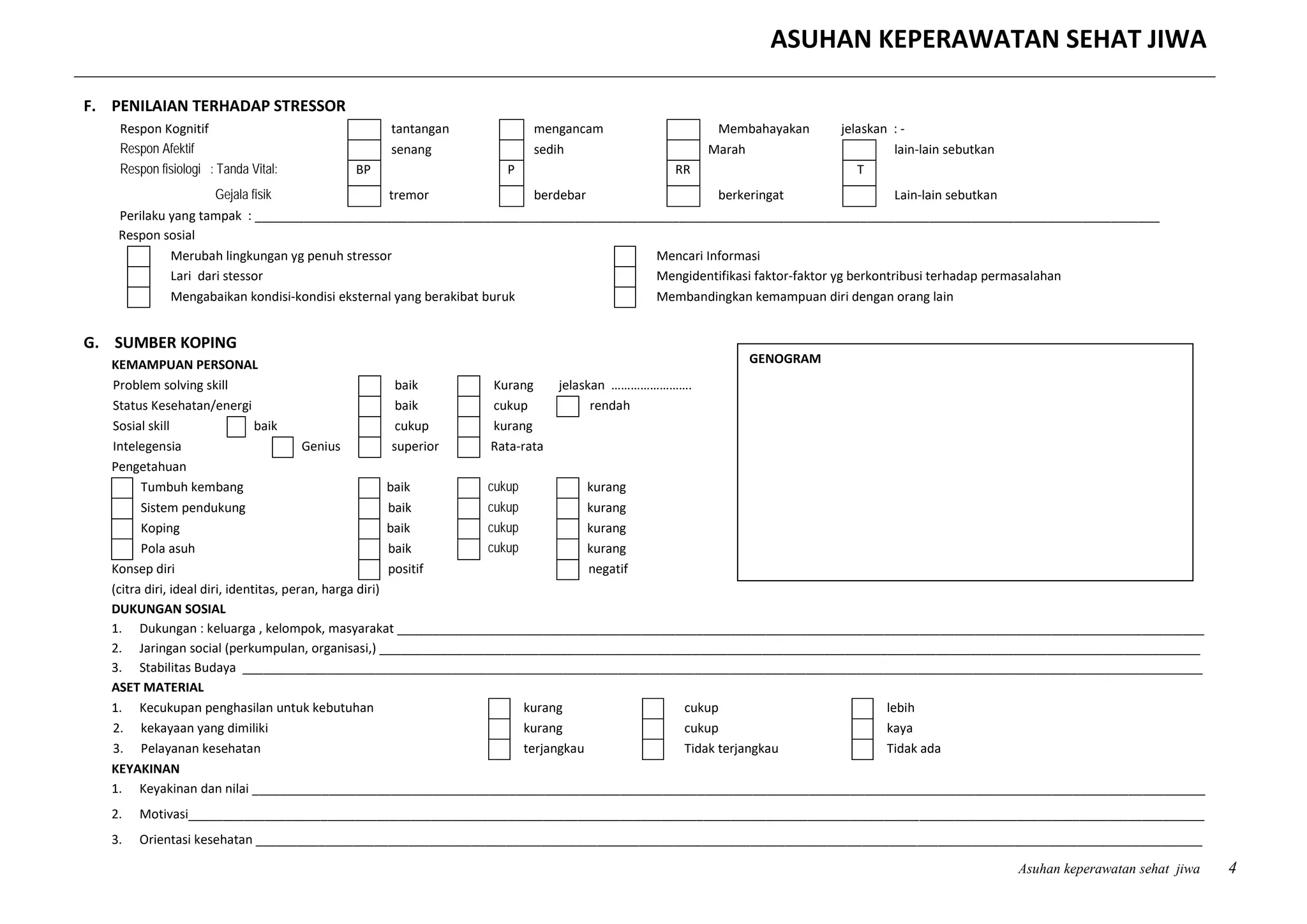 FORMAT PENGKAJIAN STASE JIWA | PDF