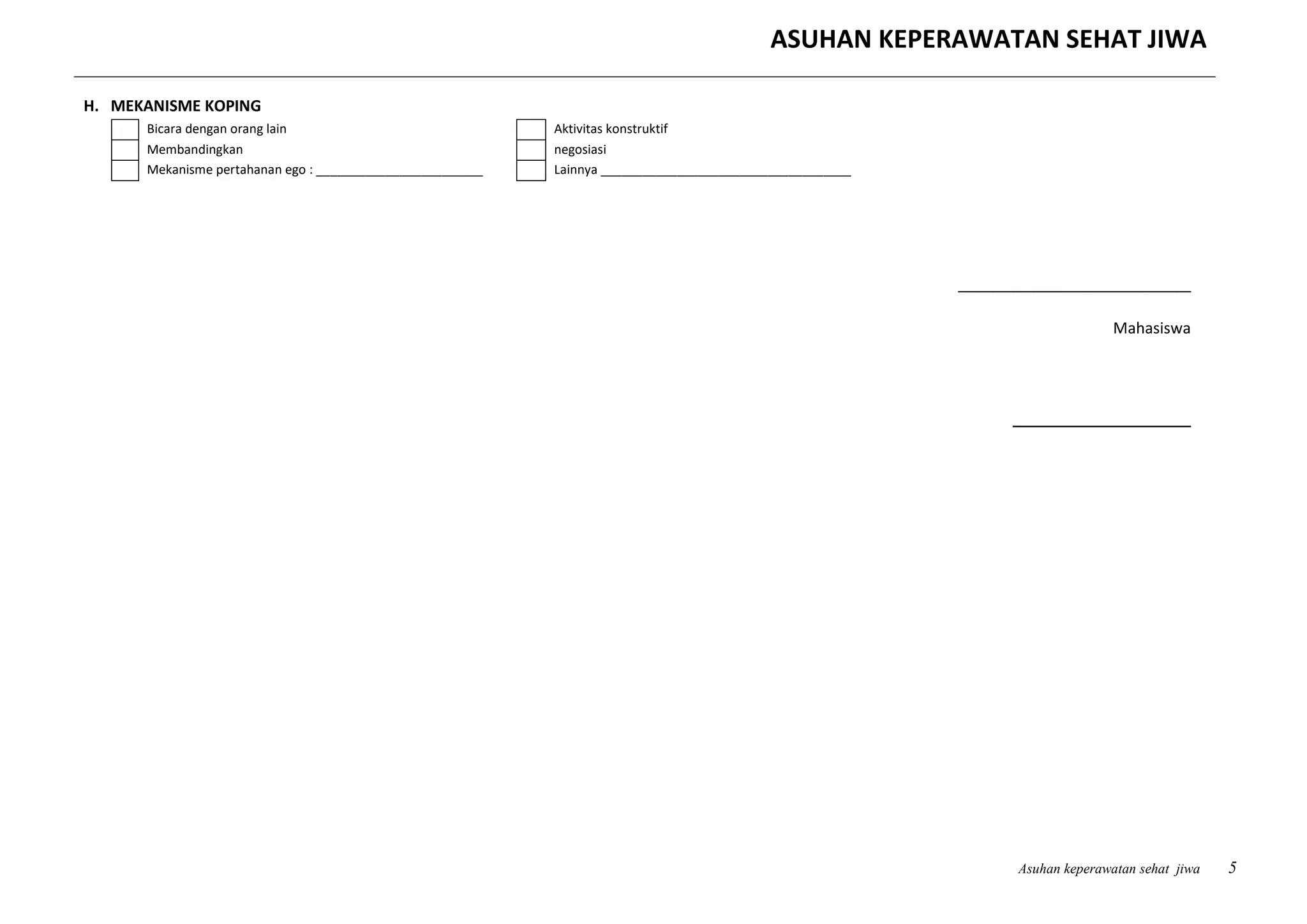 FORMAT PENGKAJIAN STASE JIWA | PDF